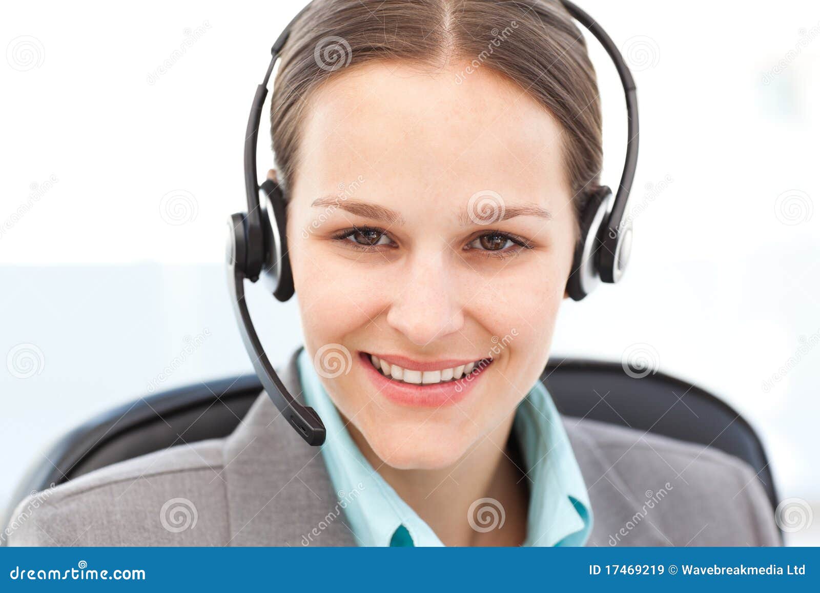 Portrait of a Friendly Operator with Earpiece Stock Image - Image of ...