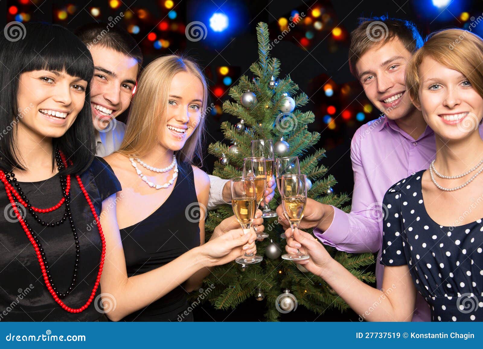 Portrait of Friends Celebrating Christmas Stock Image - Image of happy ...