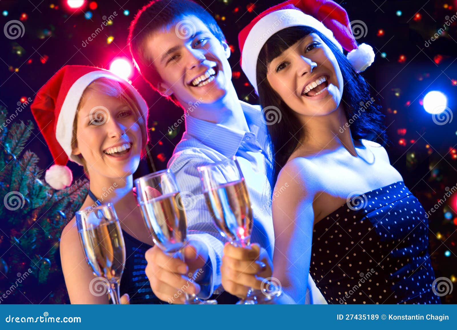 Portrait of Friends Celebrating New Year Stock Image - Image of ...
