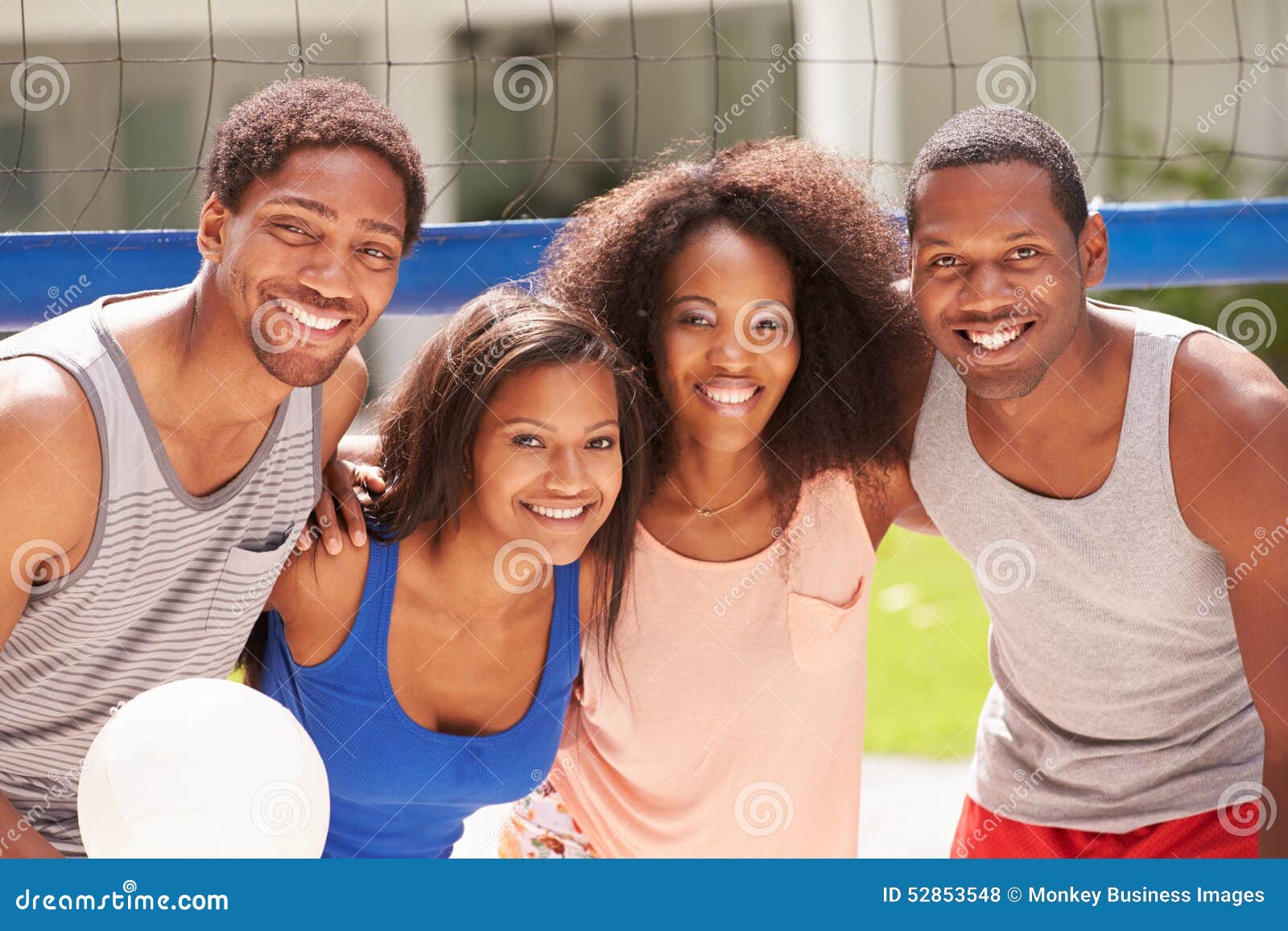 Portrait of Friends Playing Volleyball Match Stock Photo - Image of ...