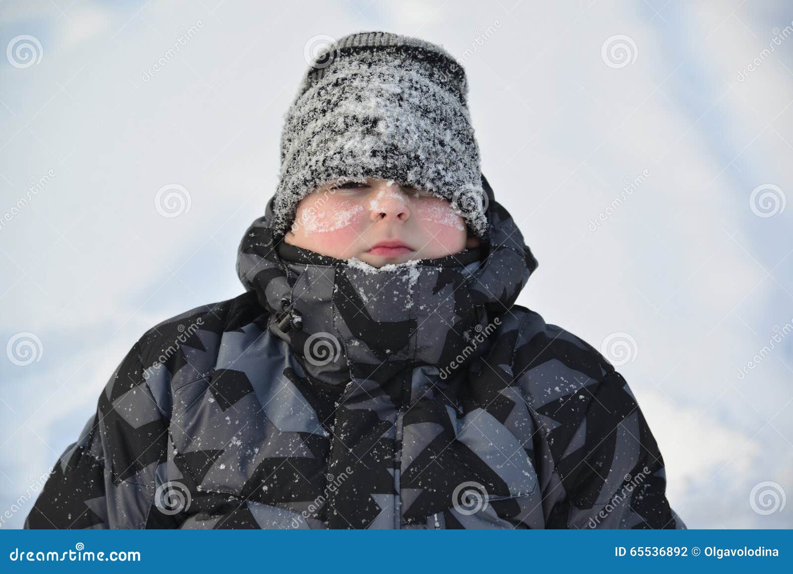 Portrait of Frozen Boy in Winter Stock Photo - Image of coat, lifestyle ...