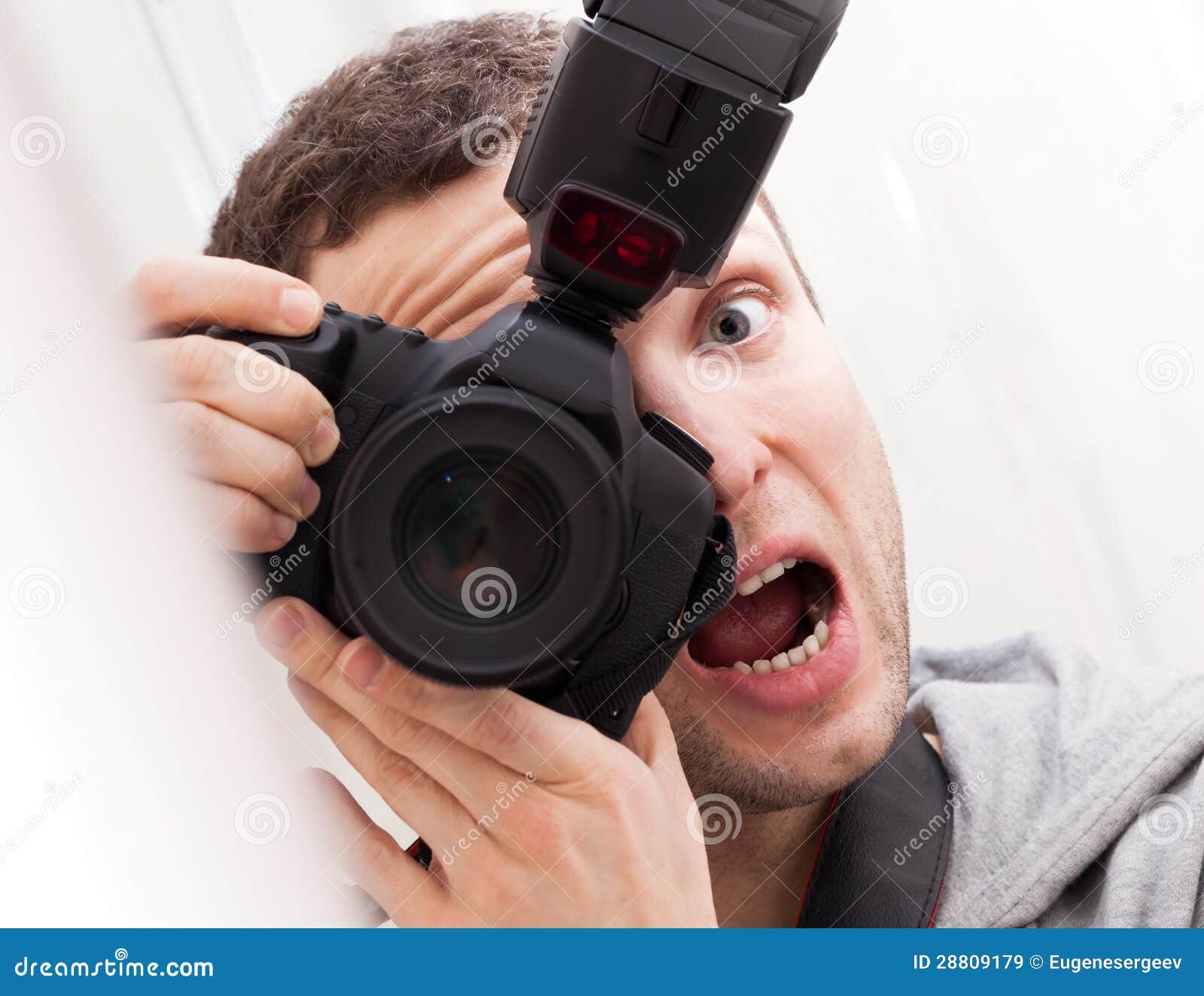 Portrait of Fun Photographer with Camera Stock Image - Image of ...