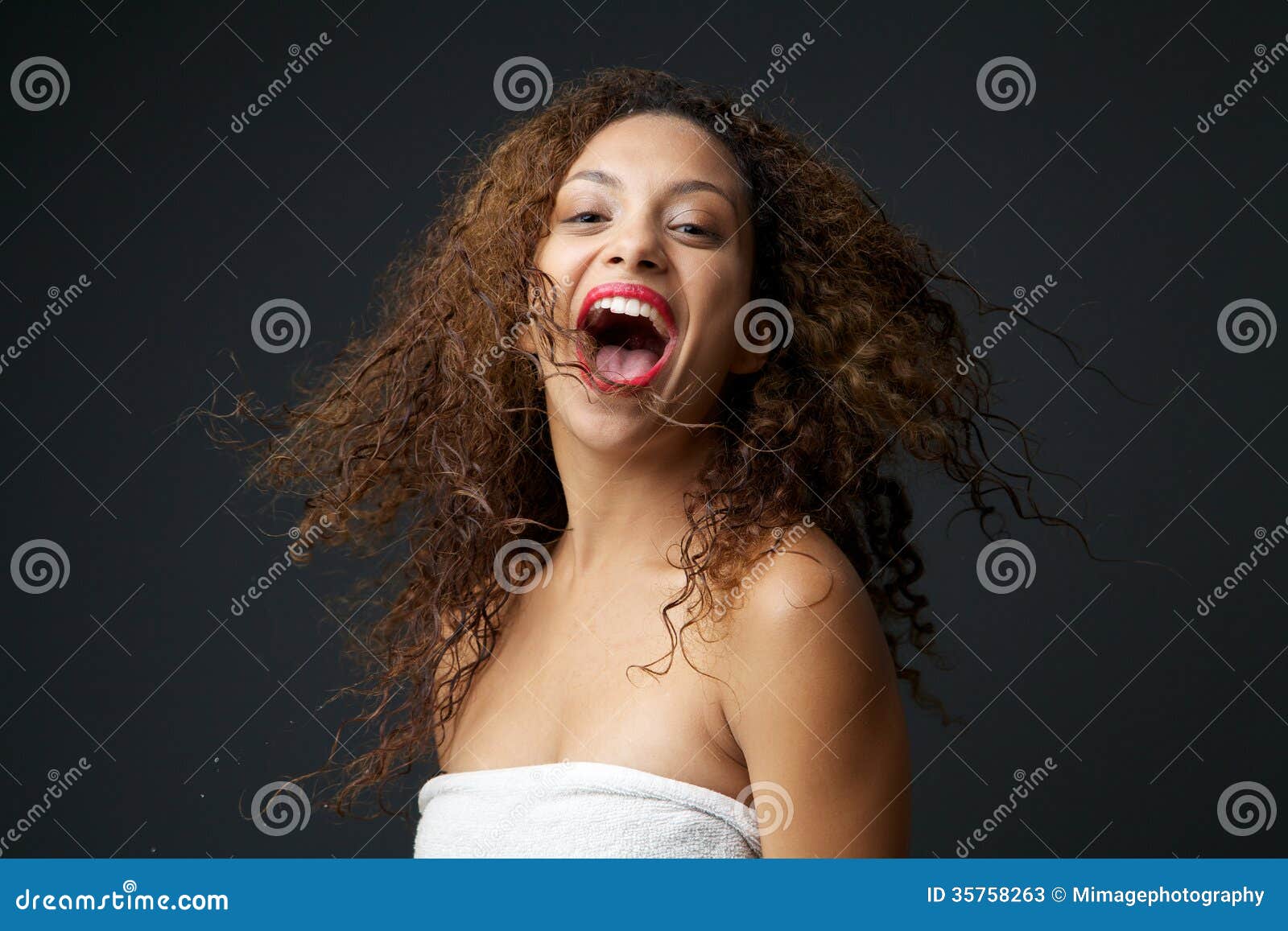 Portrait Of A Fun Young Carefree Woman Laughing Stock Image Image Of