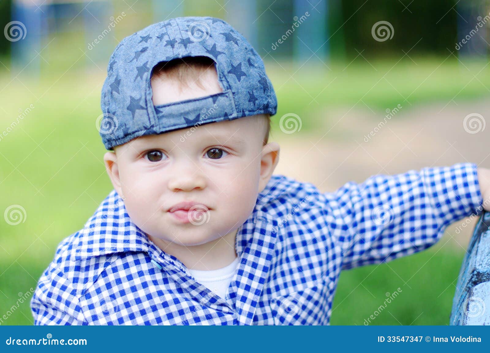 Portrait of Funny Baby Boy Outdoors Stock Image - Image of caucasian ...