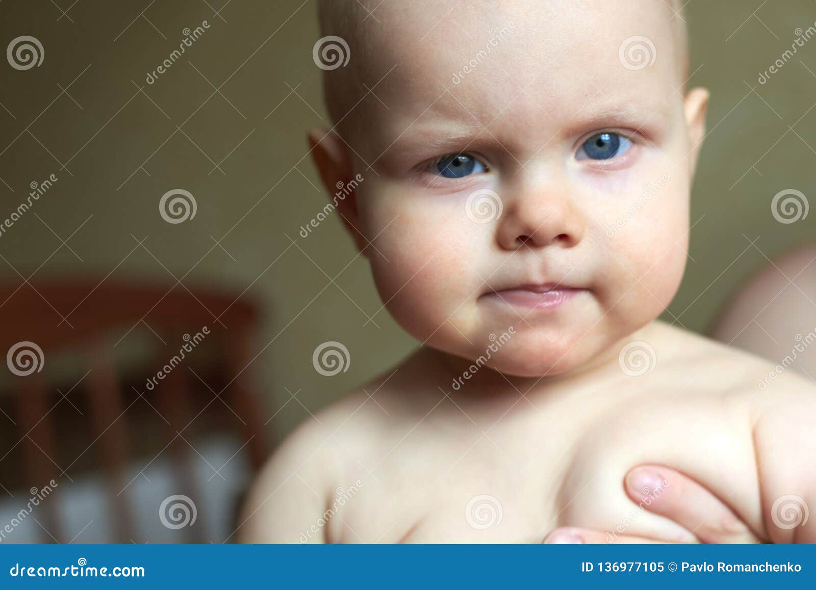 Portrait of a Funny Baby with Blue Eyes Stock Image - Image of closeup ...