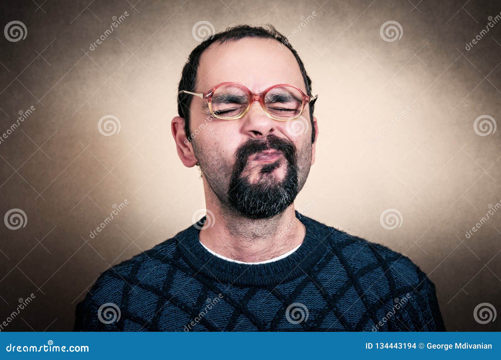 Portrait of Funny Bearded Man Stock Photo - Image of excited, posing ...