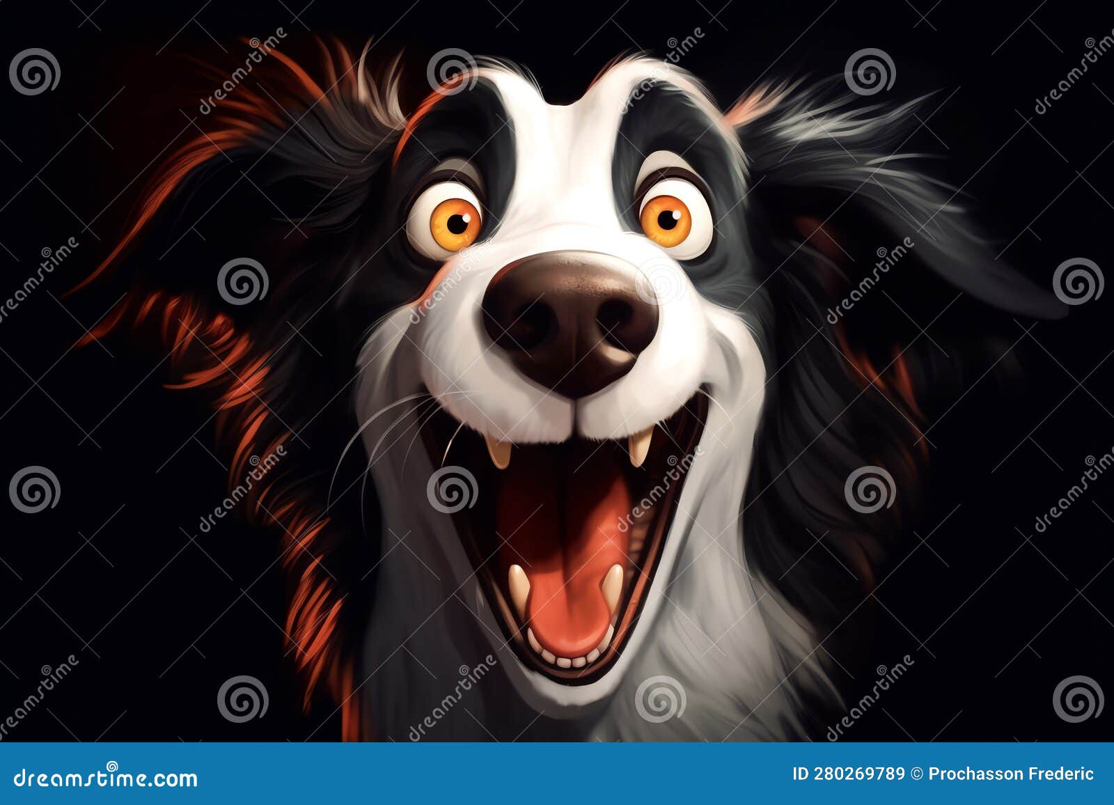 Portrait of Funny Border Collie, AI Generated Stock Illustration ...