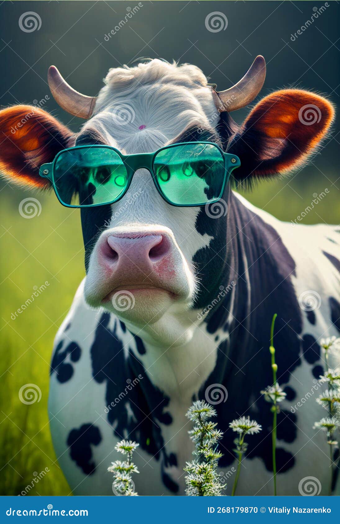 Portrait of a Funny Cow in Sunglasses. AI Generated. Stock Photo ...