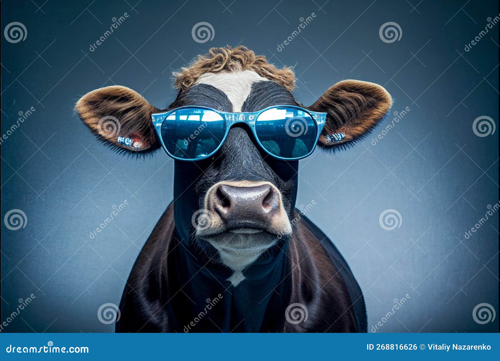 Portrait of a Funny Cow in Sunglasses. AI Generated. Stock Illustration ...