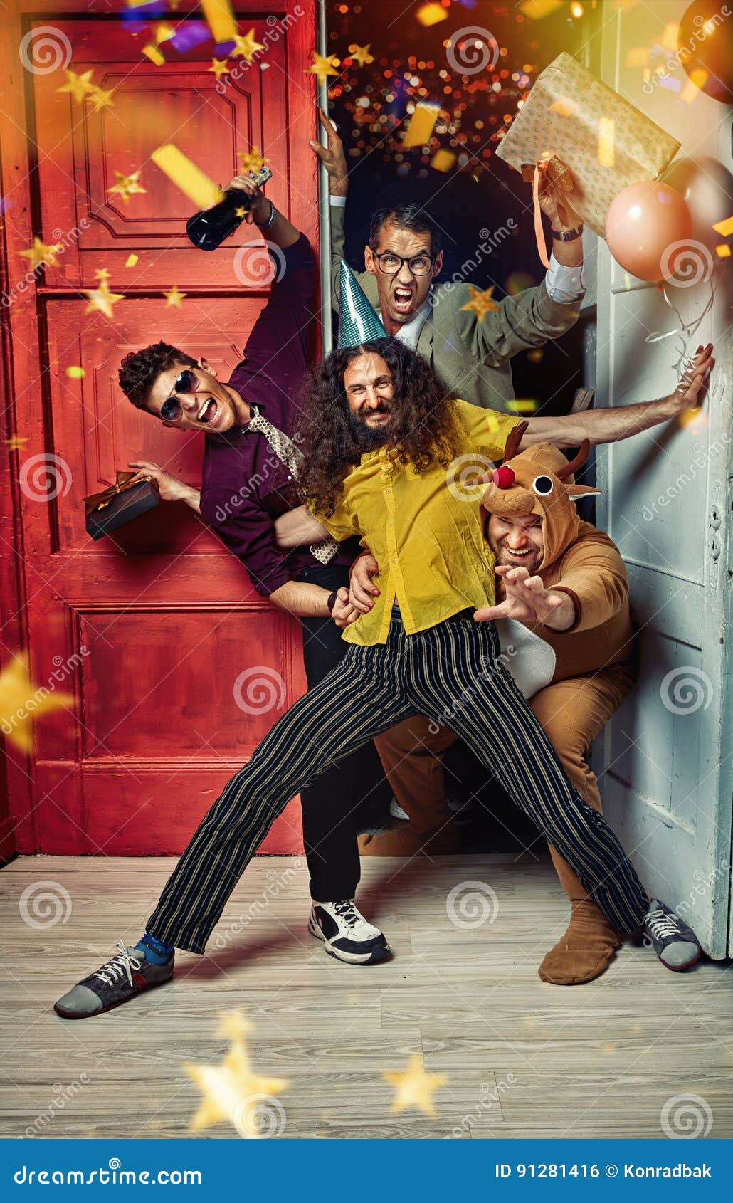 Portrait of Funny Guys on the Party Stock Photo - Image of lifestyle ...