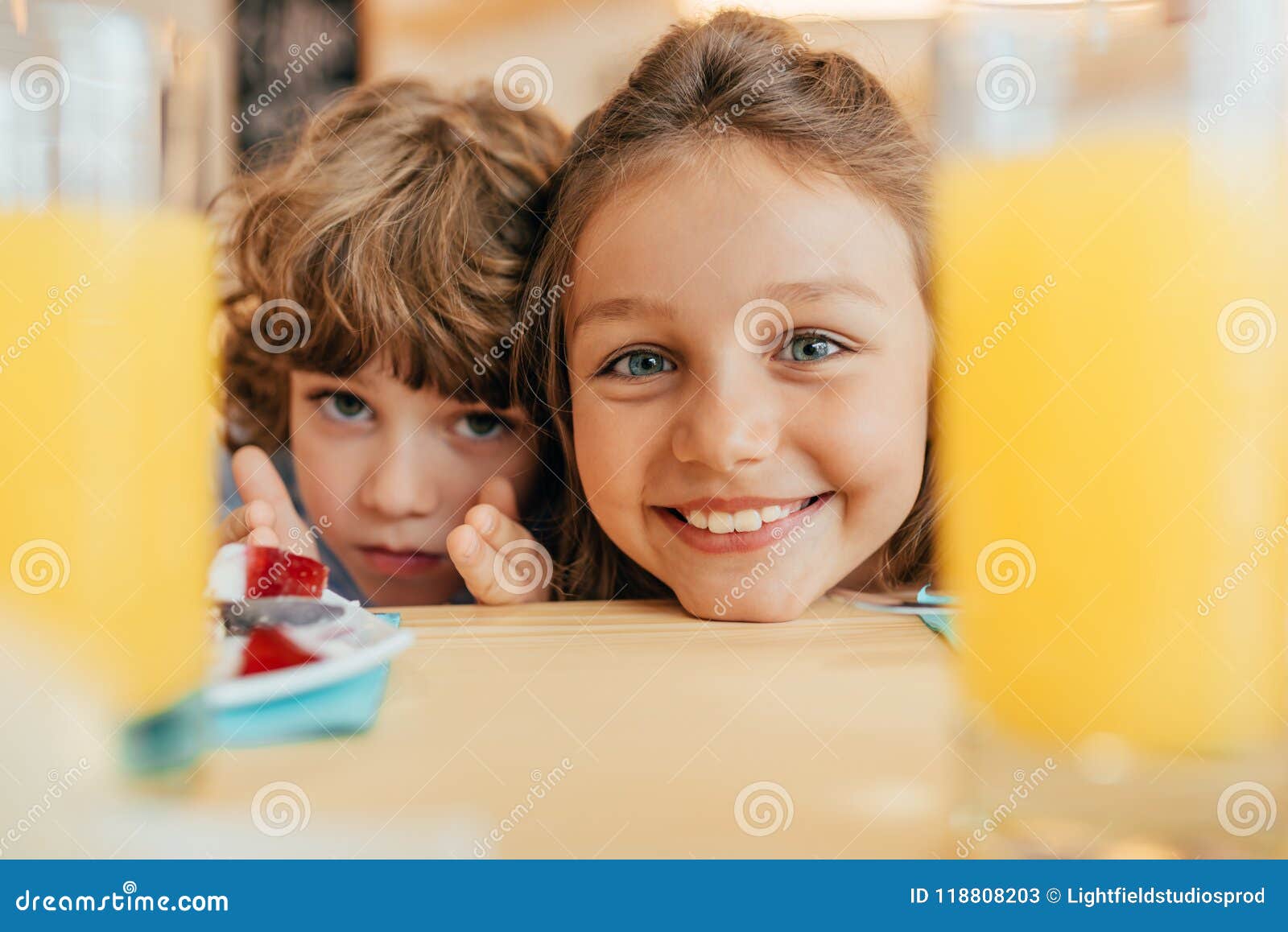 Portrait of Funny Little Kids Looking Stock Image - Image of group ...