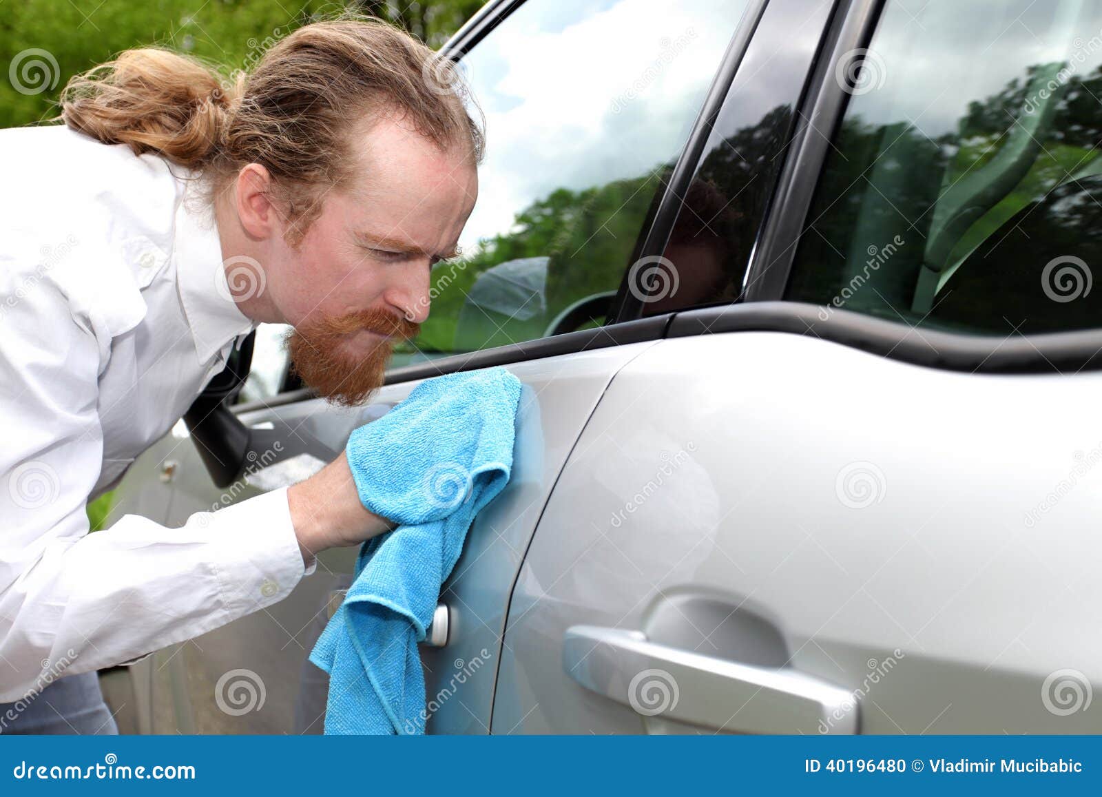 Portrait of Funny Man Washing Car Stock Photo - Image of cleansing ...