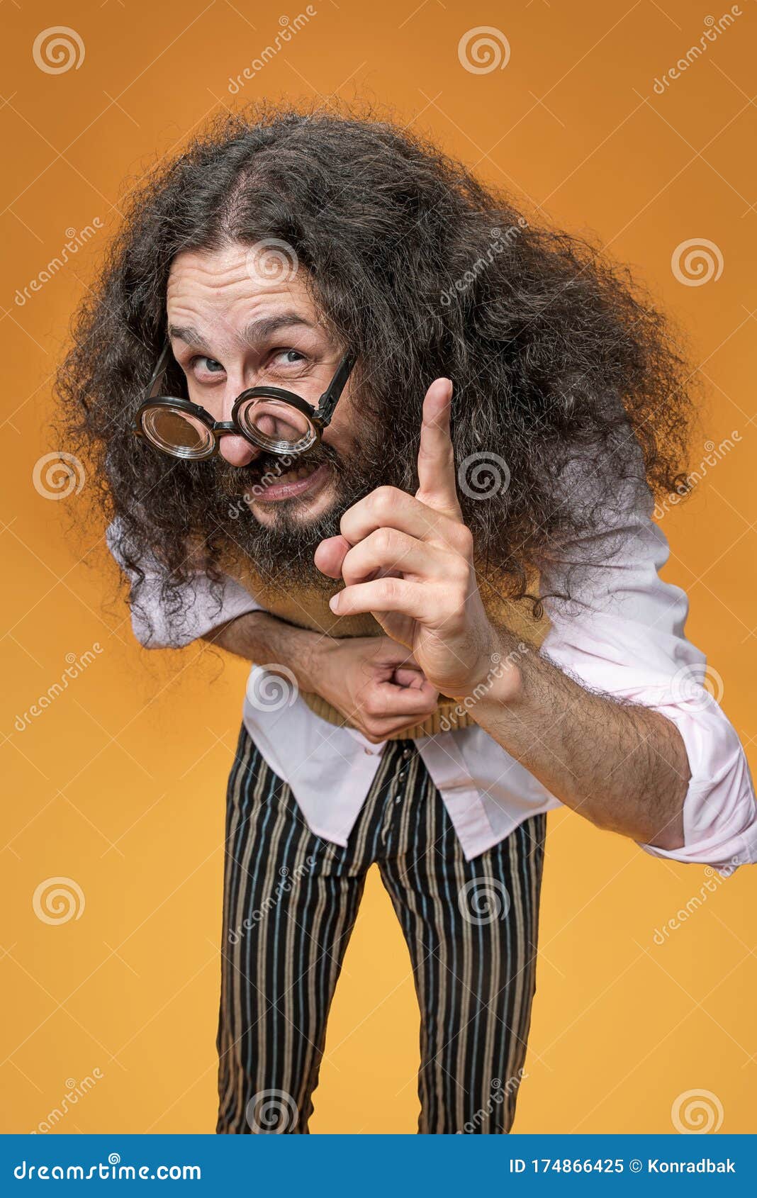 Portrait of a Funny Nerd Making a Pointing Gesture Stock Image - Image ...