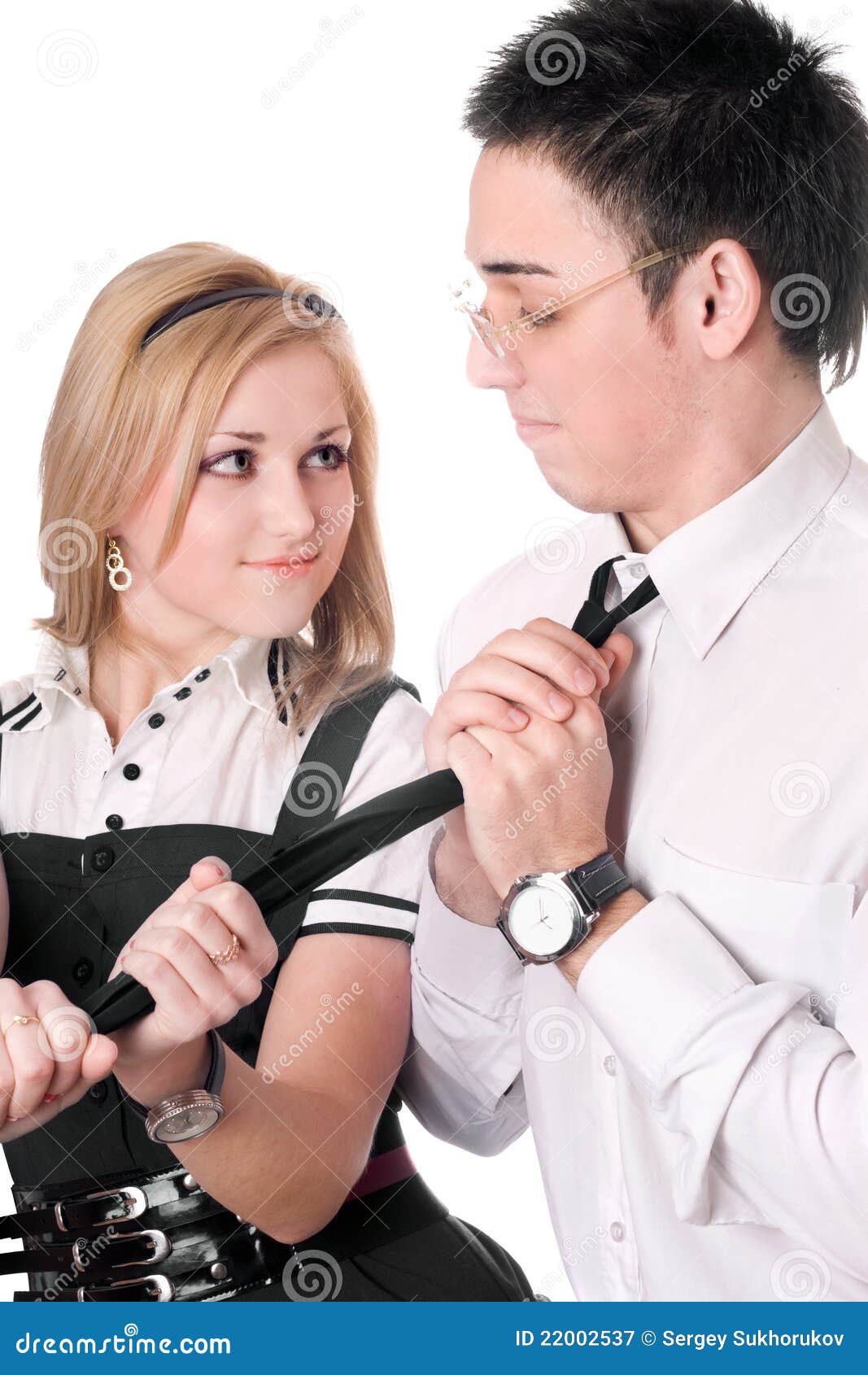 Portrait of Funny Playful Student Pair. Isolated Stock Image - Image of ...