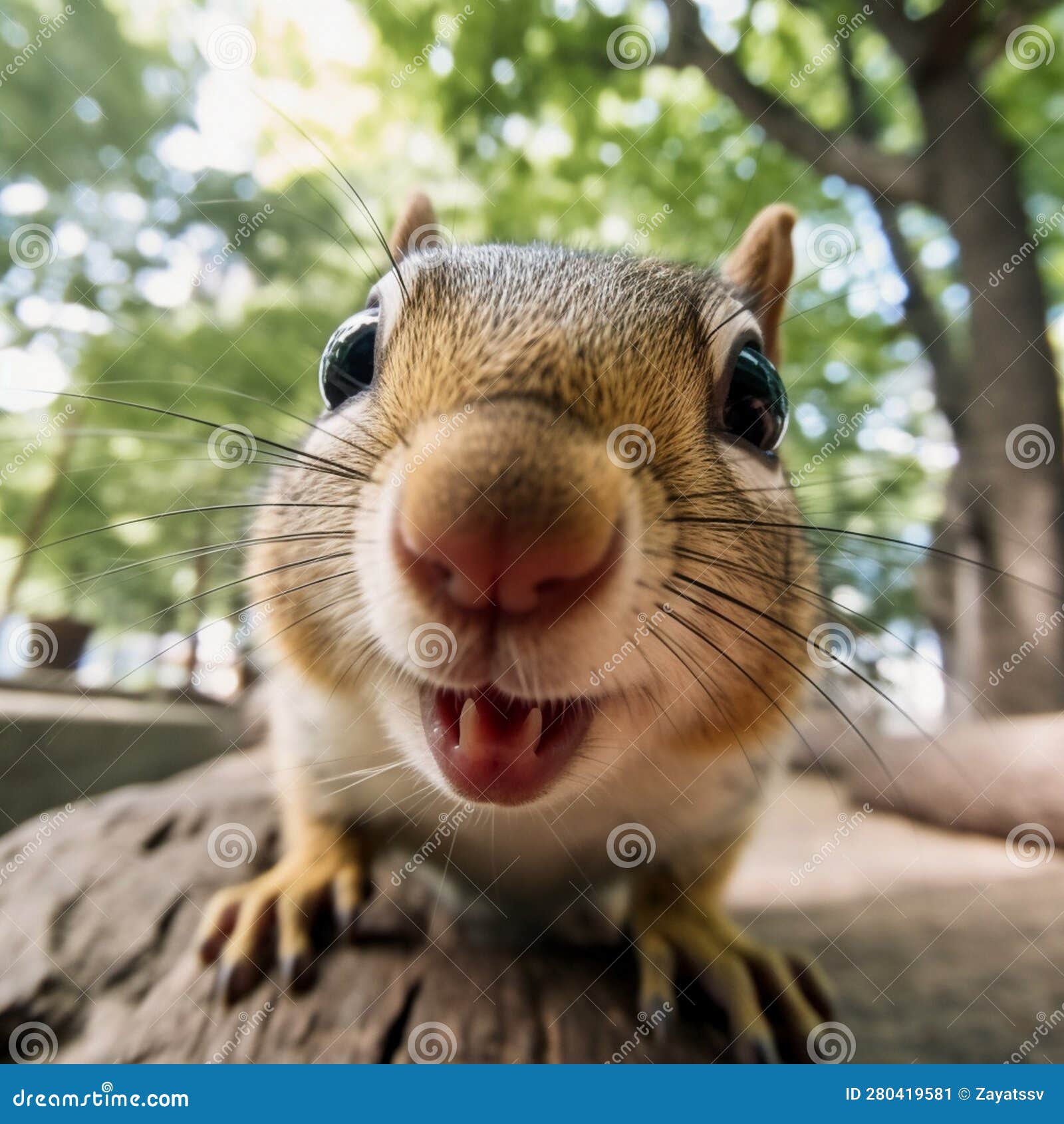 Portrait of Funny Squirrel in the Forest. 360 Degrees Panoramic Camera ...