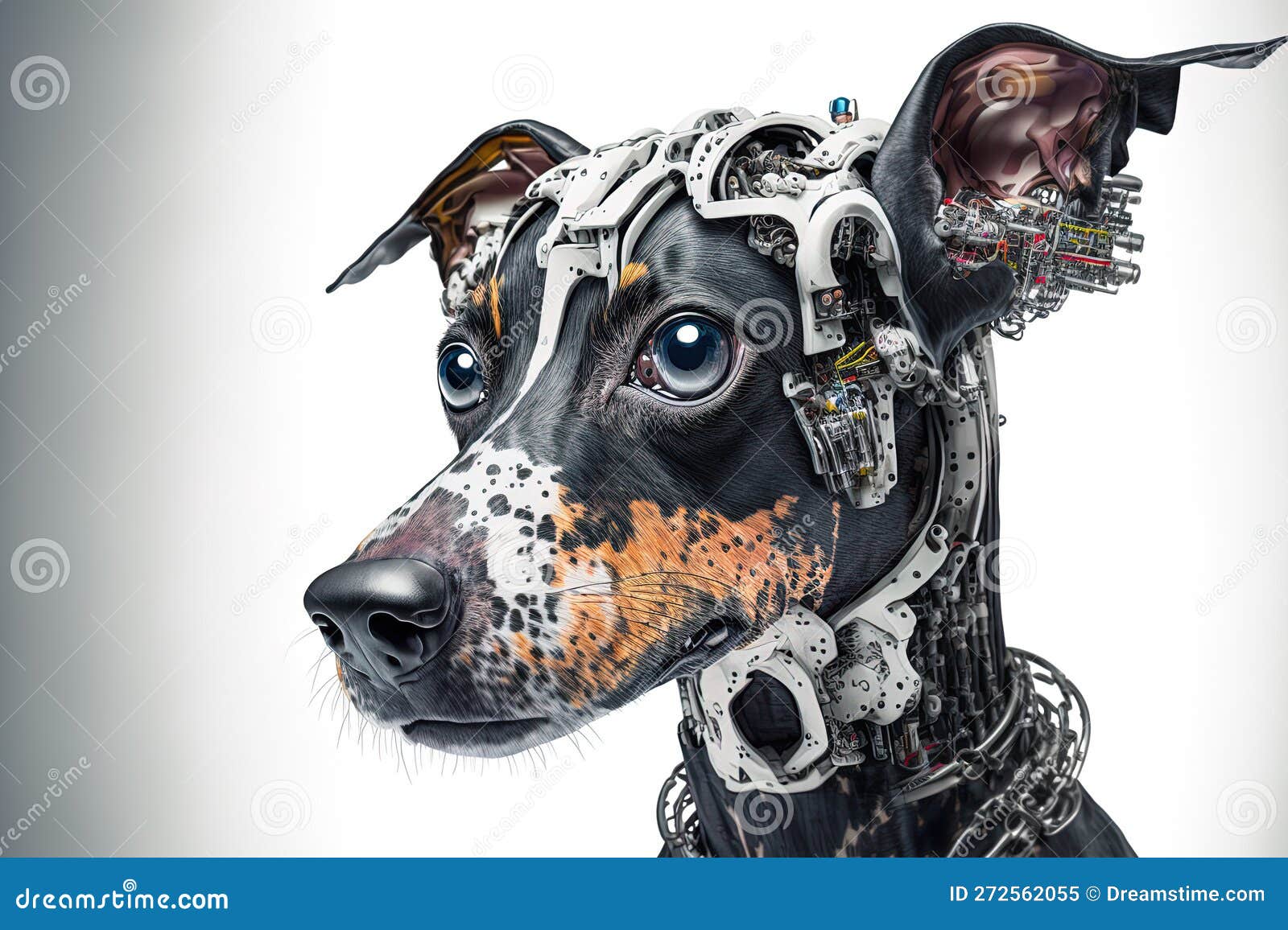 Portrait of Futuristic Pet Robot Dog on White Background Stock ...