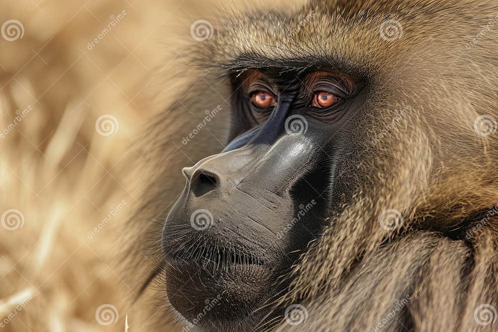 Portrait of galada baboon stock illustration. Illustration of kenya ...