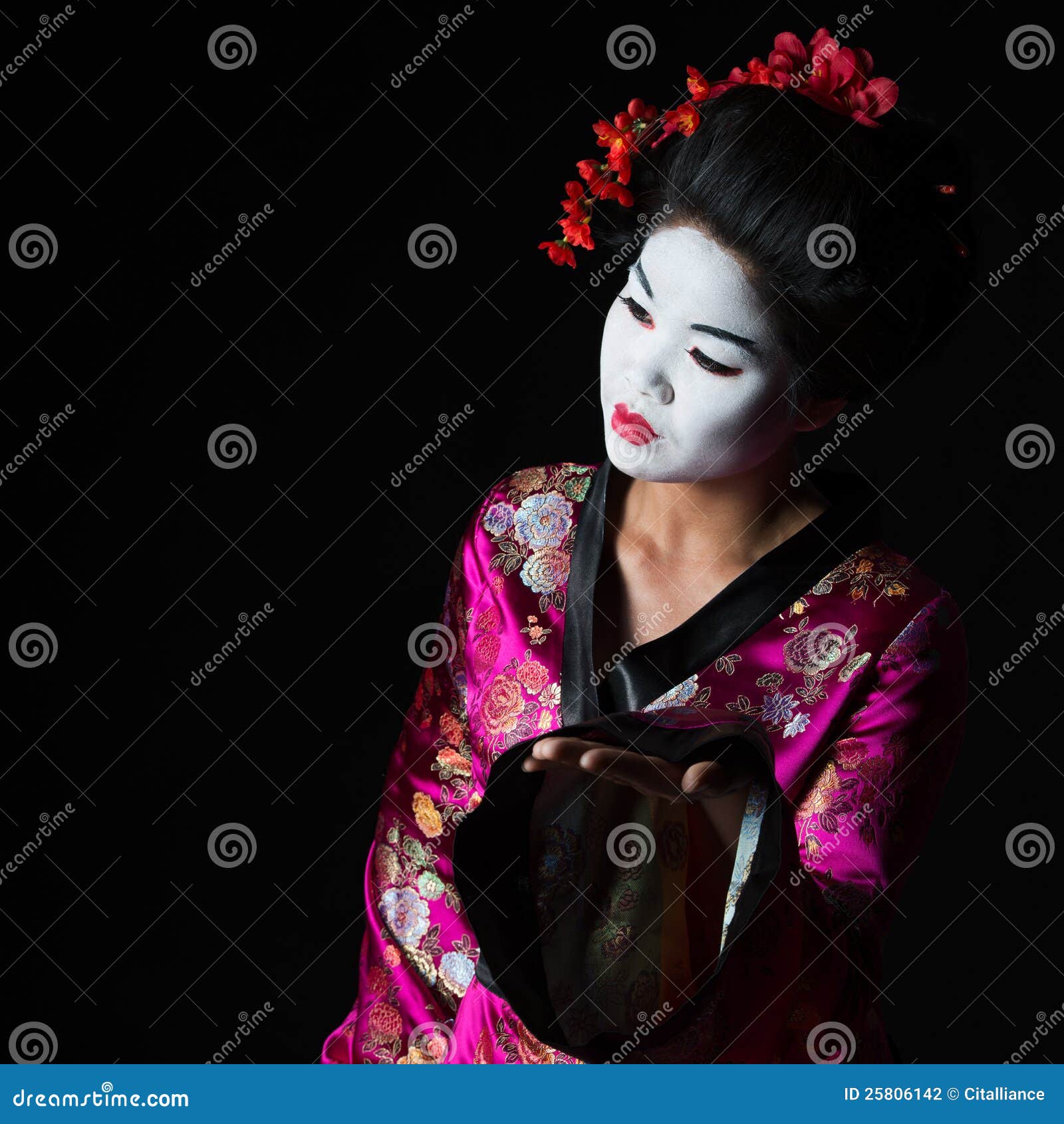 Portrait of Geisha Presenting Something Stock Photo - Image of culture ...