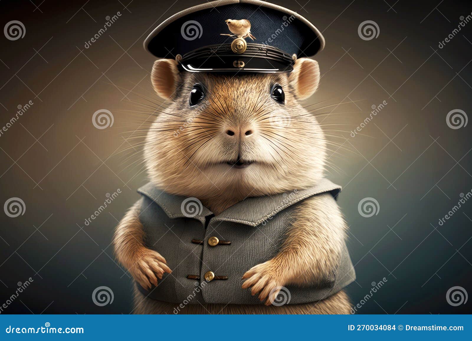Portrait Of Gerbil Dressed As A Sea Captain At The Helm Stock ...