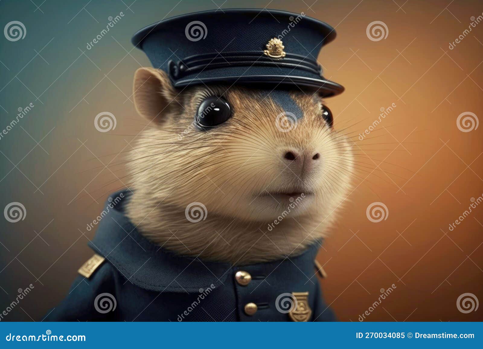 Portrait of Gerbil As a Policeman Stock Illustration - Illustration of ...