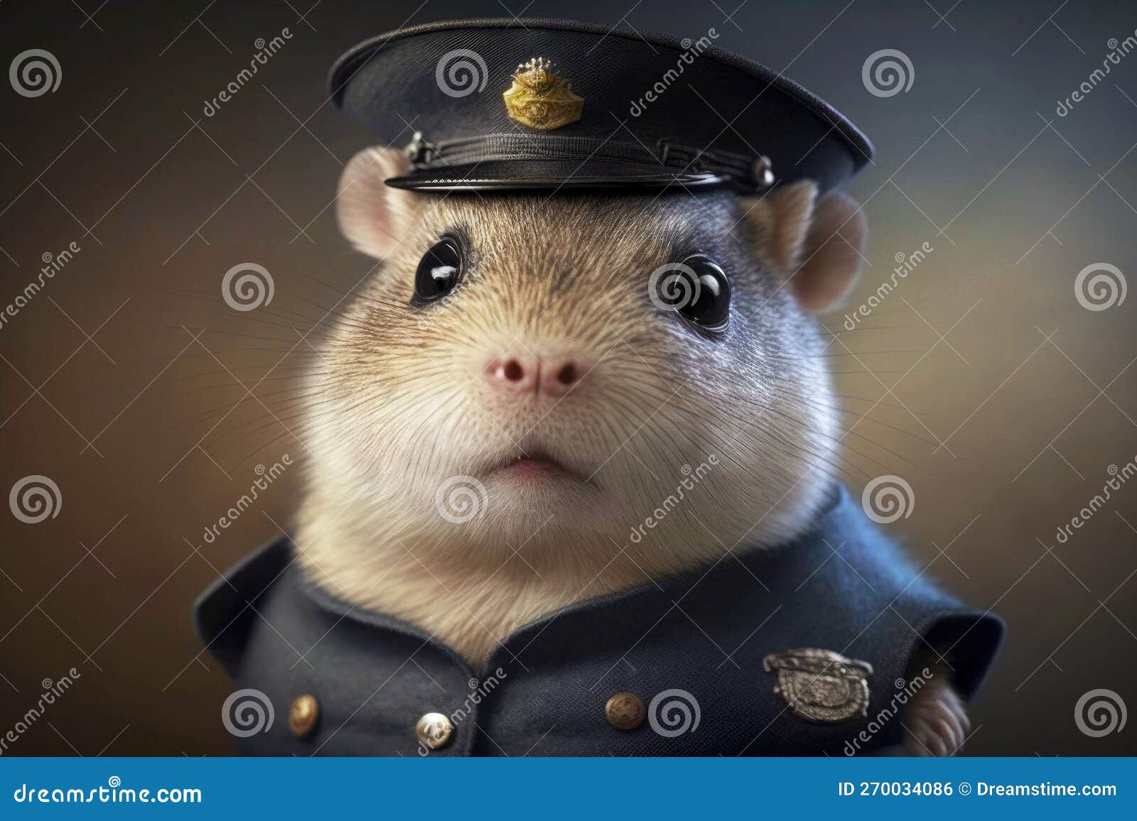 Portrait of Gerbil As a Policeman Stock Illustration - Illustration of ...