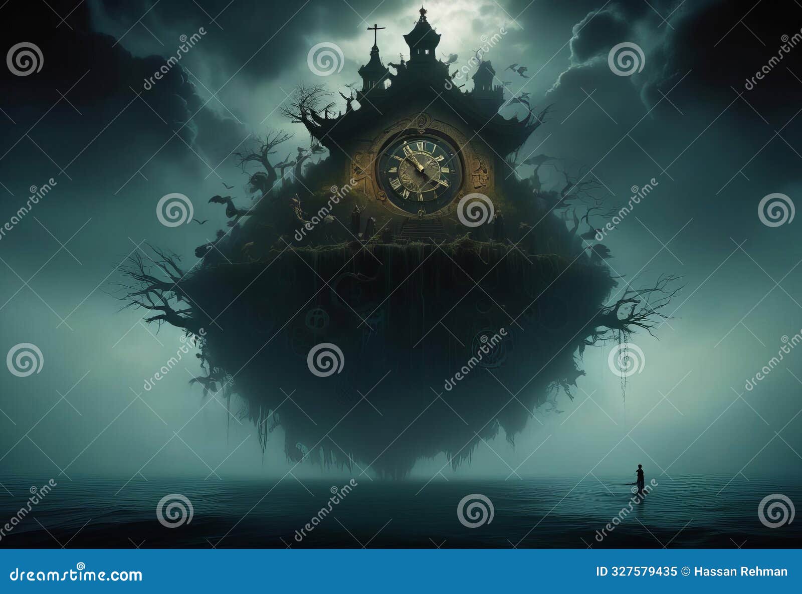 Portrait of Giant Clock Gears and Enchanted Creatures Stock ...