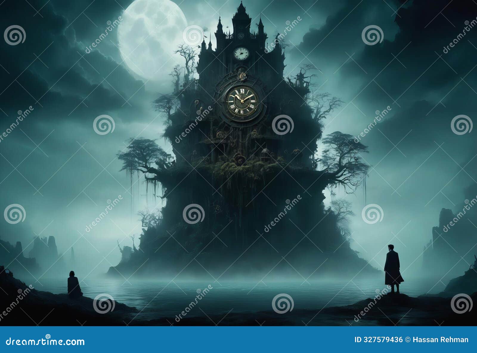 Portrait of Giant Clock Gears and Enchanted Creatures Stock ...