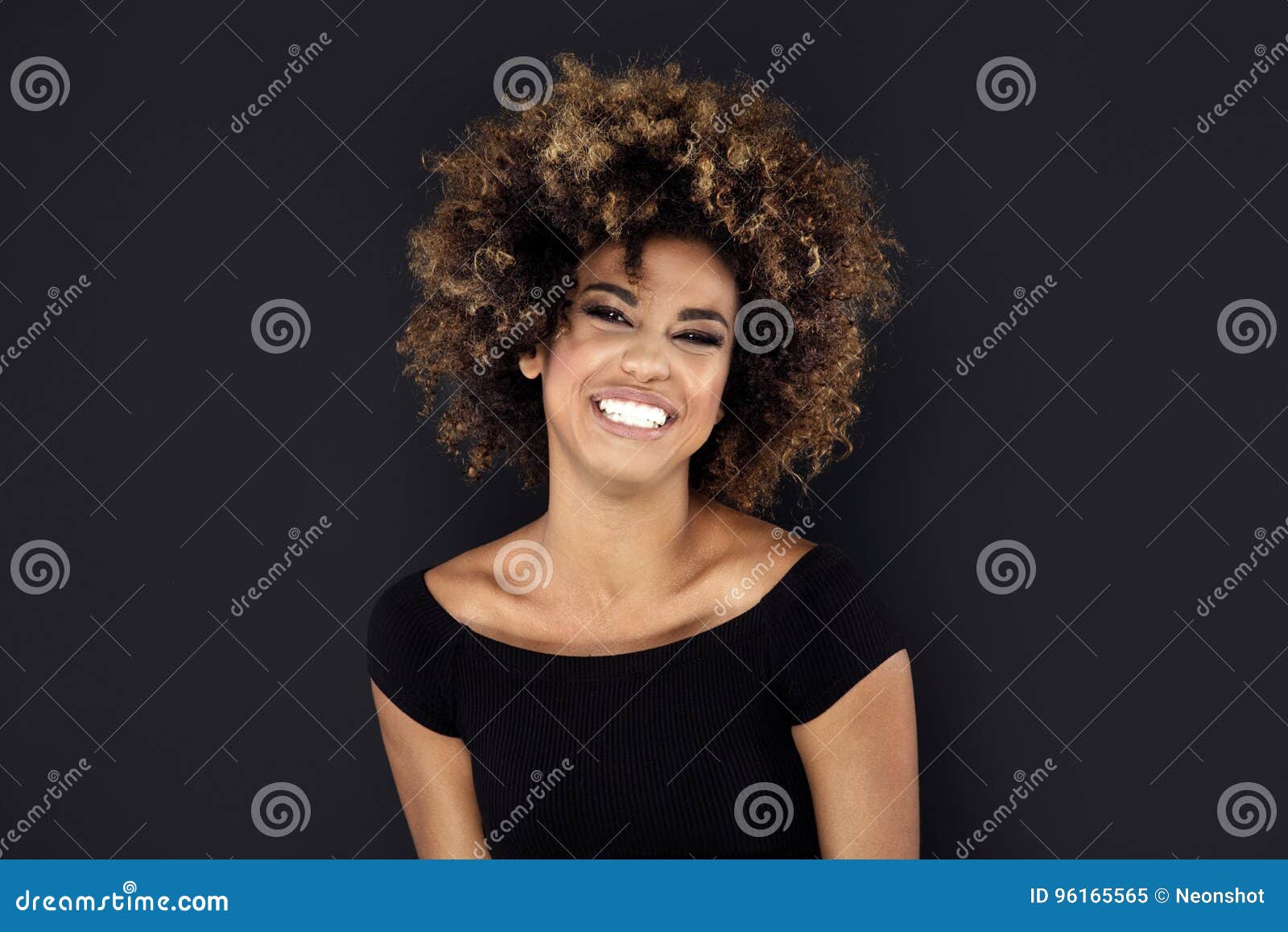 Portrait Of Girl With Afro Hairstyle Stock Image Image Of Brunette