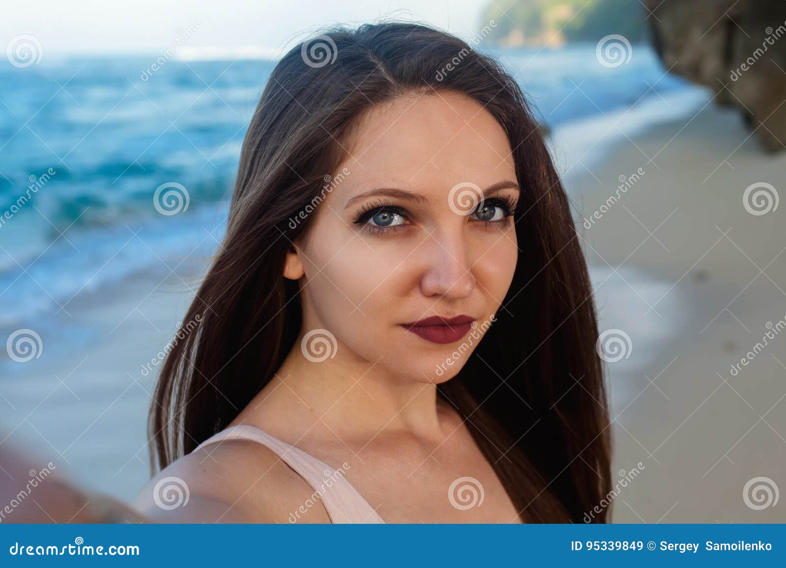 Portrait of a Girl on the Beach Stock Image - Image of holidays ...