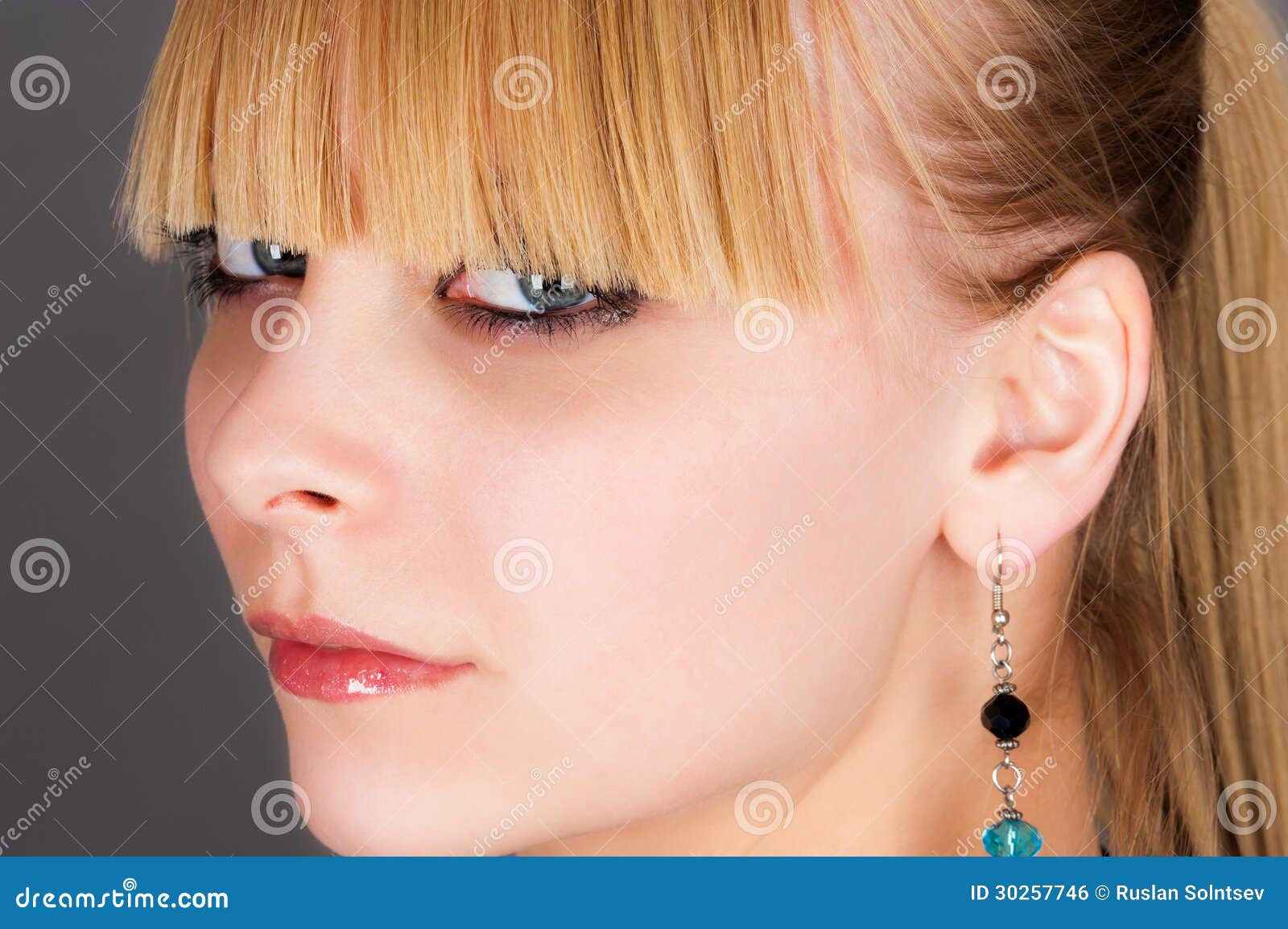 Girl with beautiful bangs stock photo. Image of camera - 30257746