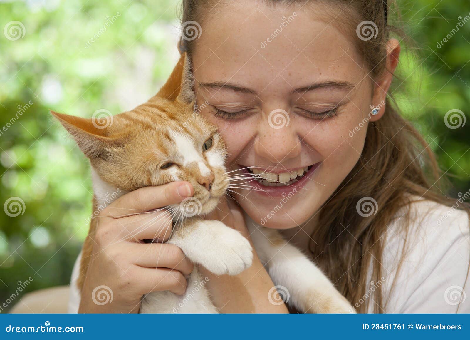 Portrait of girl with cat stock image. Image of human - 28451761