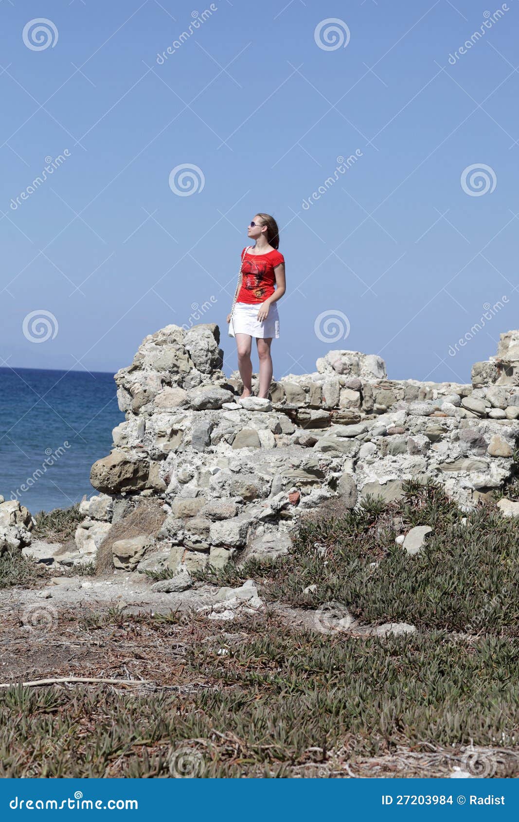 Portrait of girl on cliff stock photo. Image of holiday - 27203984