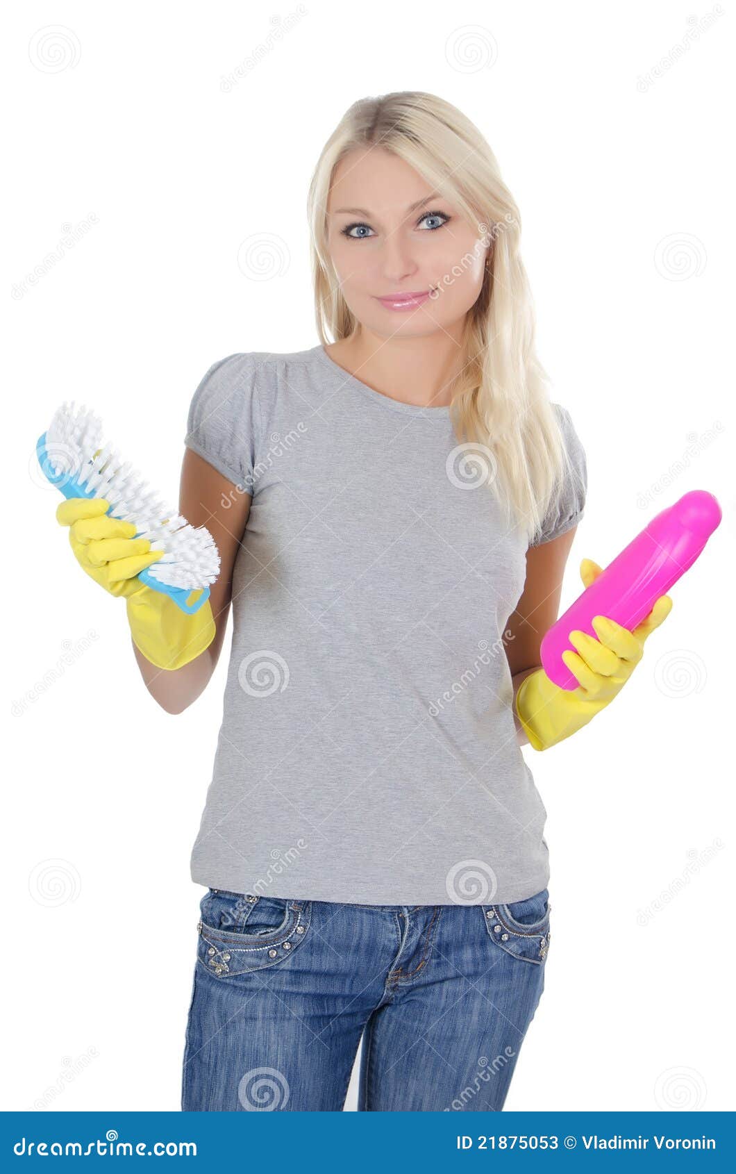 Portrait of the Girl - Concept Cleaning Stock Image - Image of home ...