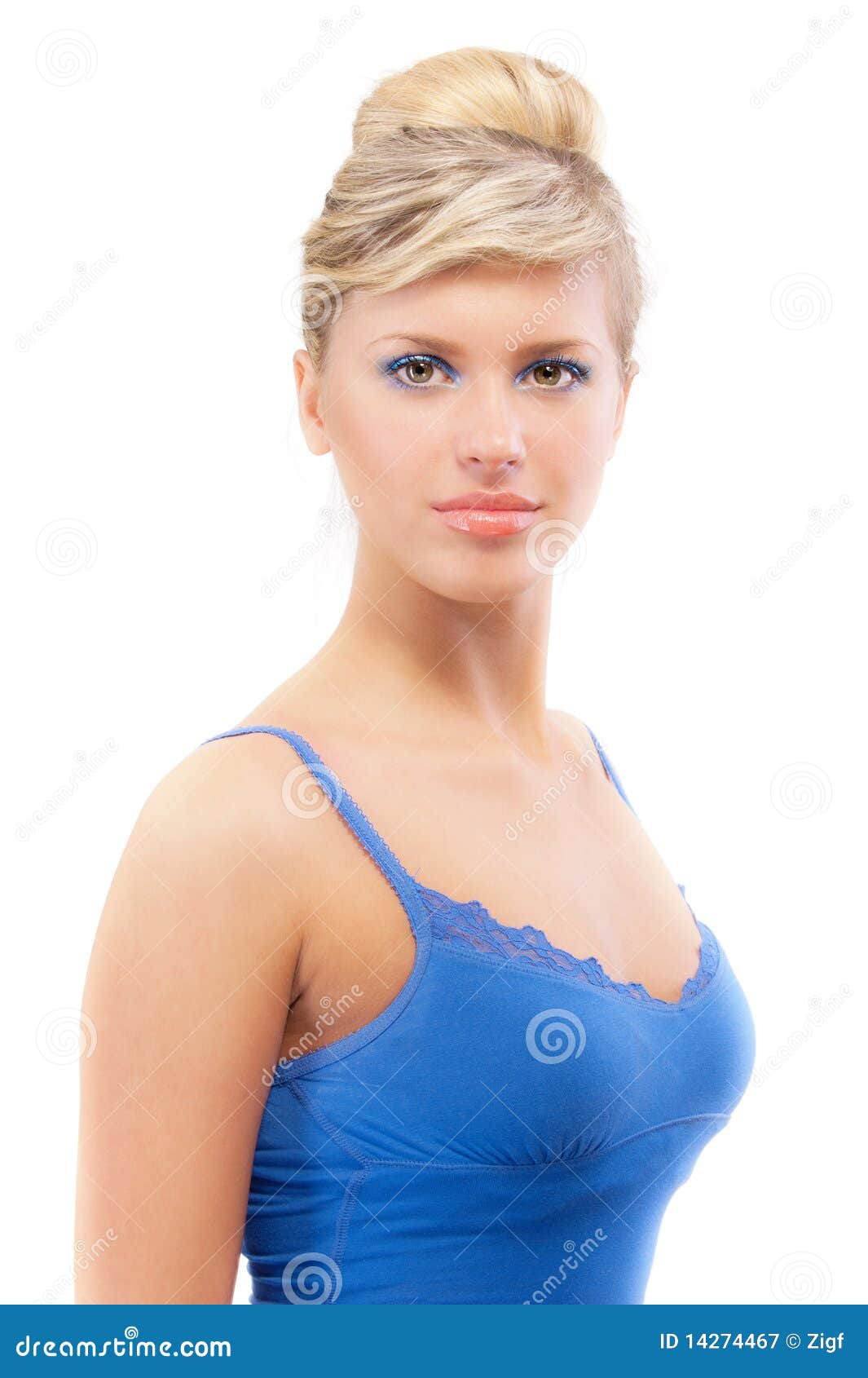 Portrait of Girl in Dark Blue Stock Image - Image of fine, eyes: 14274467