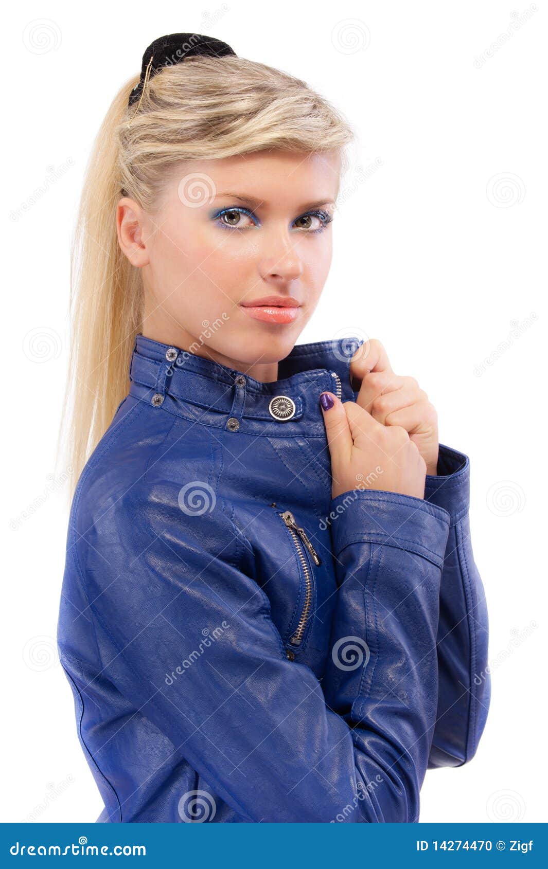 Portrait of Girl in Dark Blue Stock Photo - Image of hair, dark: 14274470