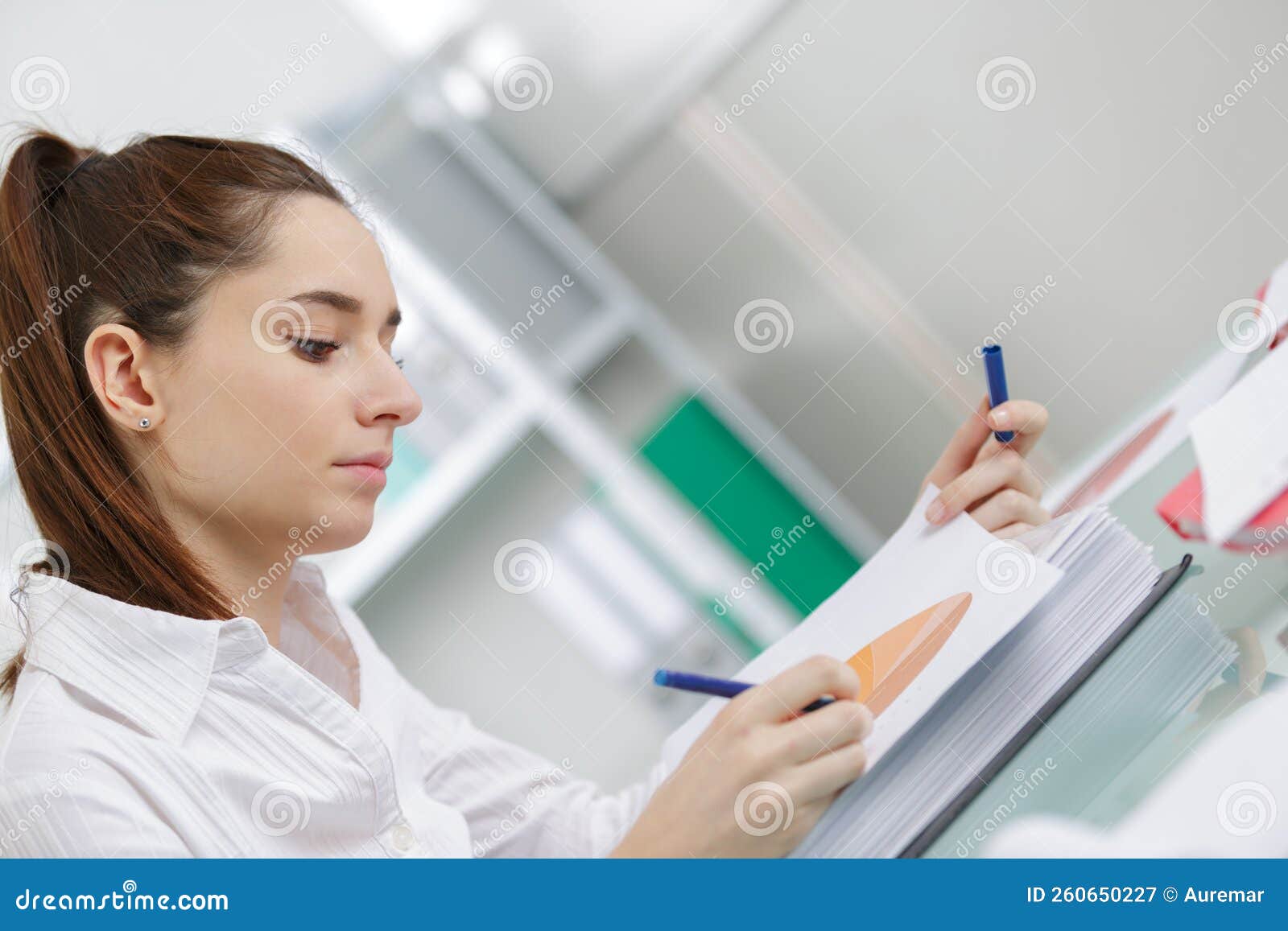 Portrait Girl Doing Homework Stock Image - Image of practice, knowledge ...