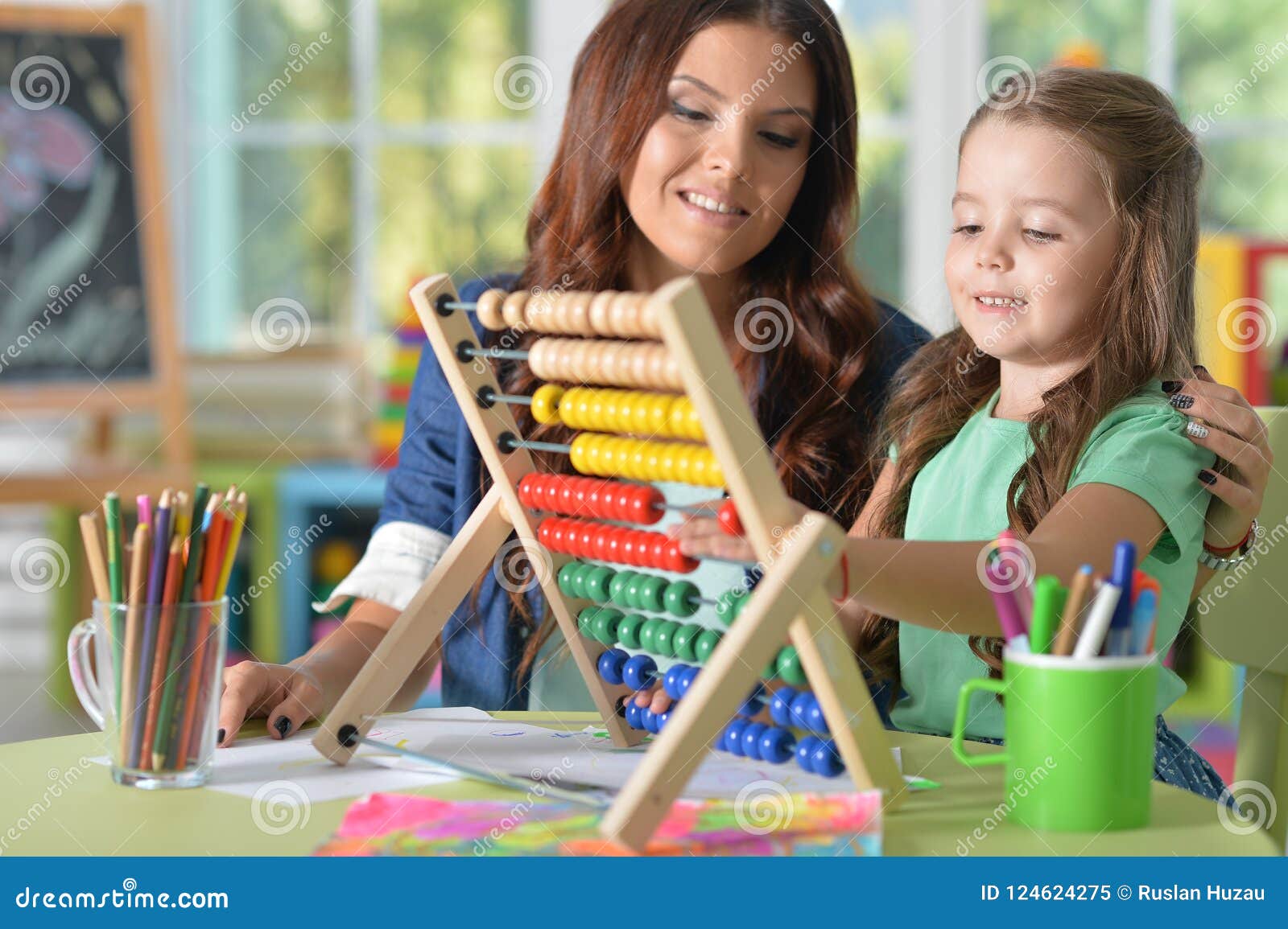Portrait of a Girl Doing Math Exercises Stock Image - Image of concept ...