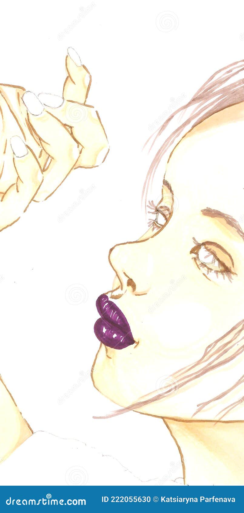 A Portrait of a Girl Drawn with Markers Stock Illustration ...