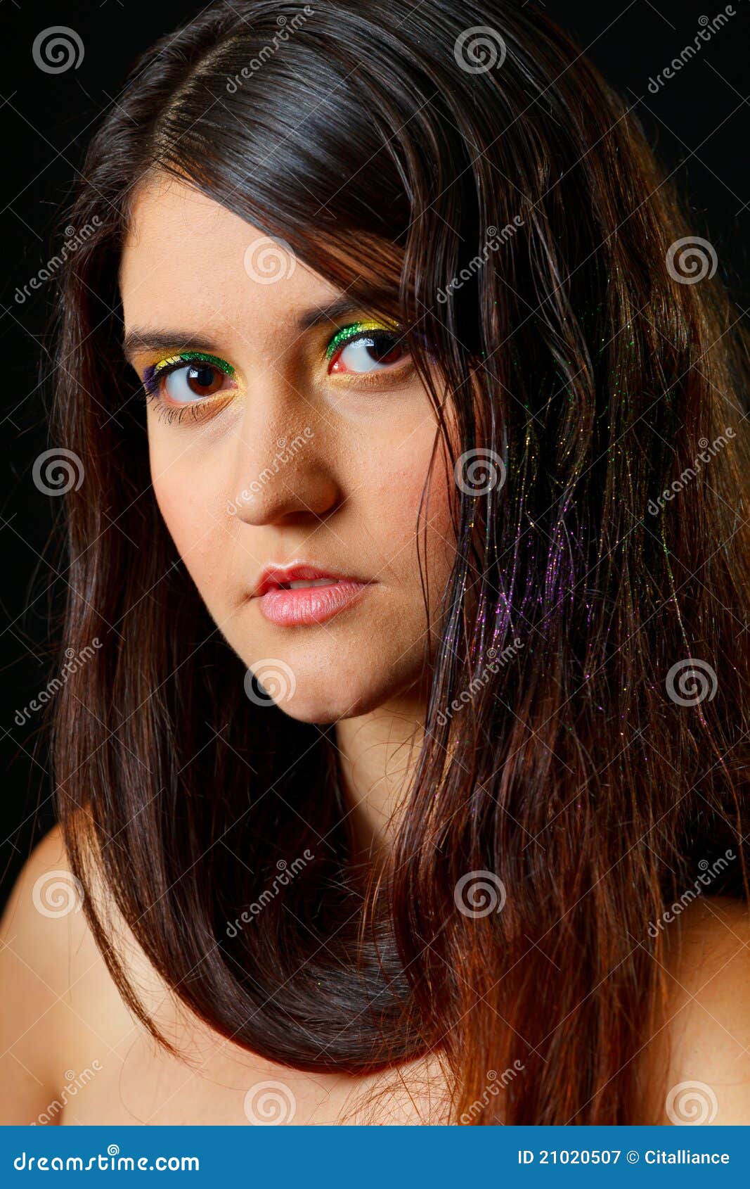 Portrait Of Girl With Extravagant Hair Style Stock Image Image Of