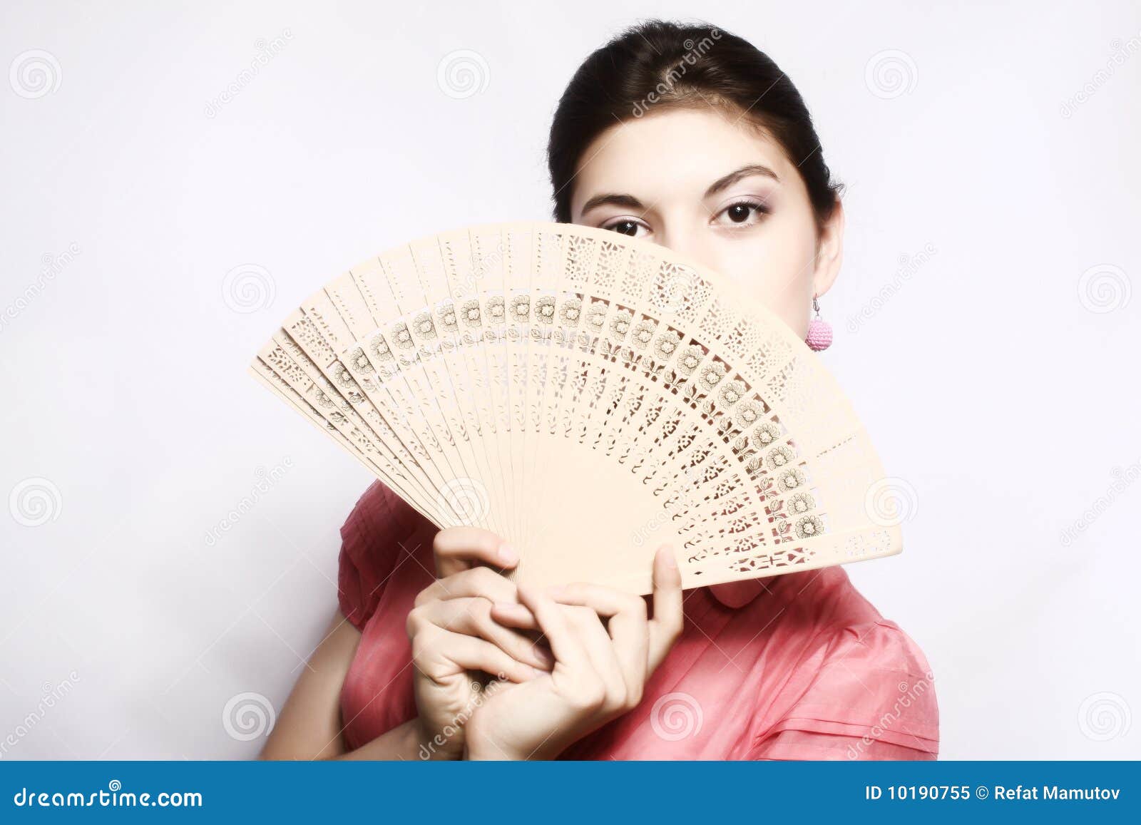Portrait of the Girl with a Fan. Stock Image - Image of makeup, japan ...