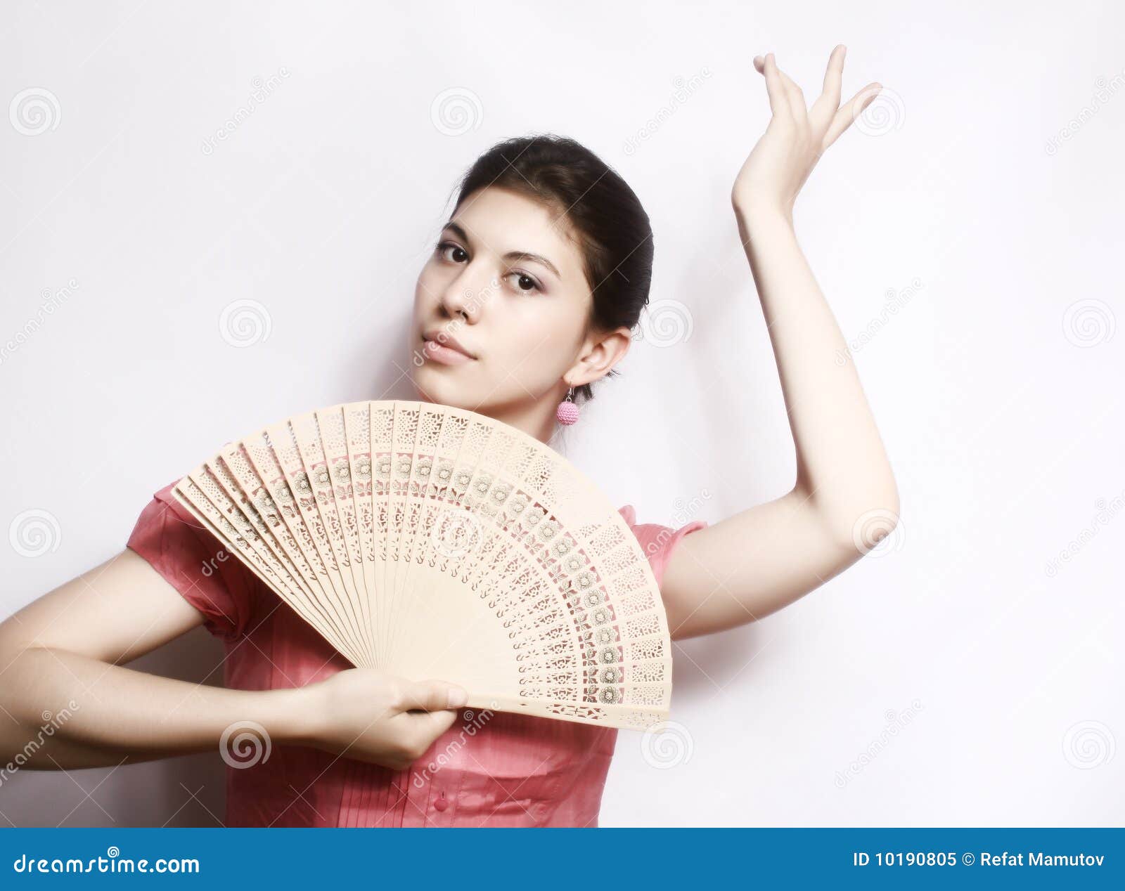 Portrait of the Girl with a Fan. Stock Image - Image of beautiful ...