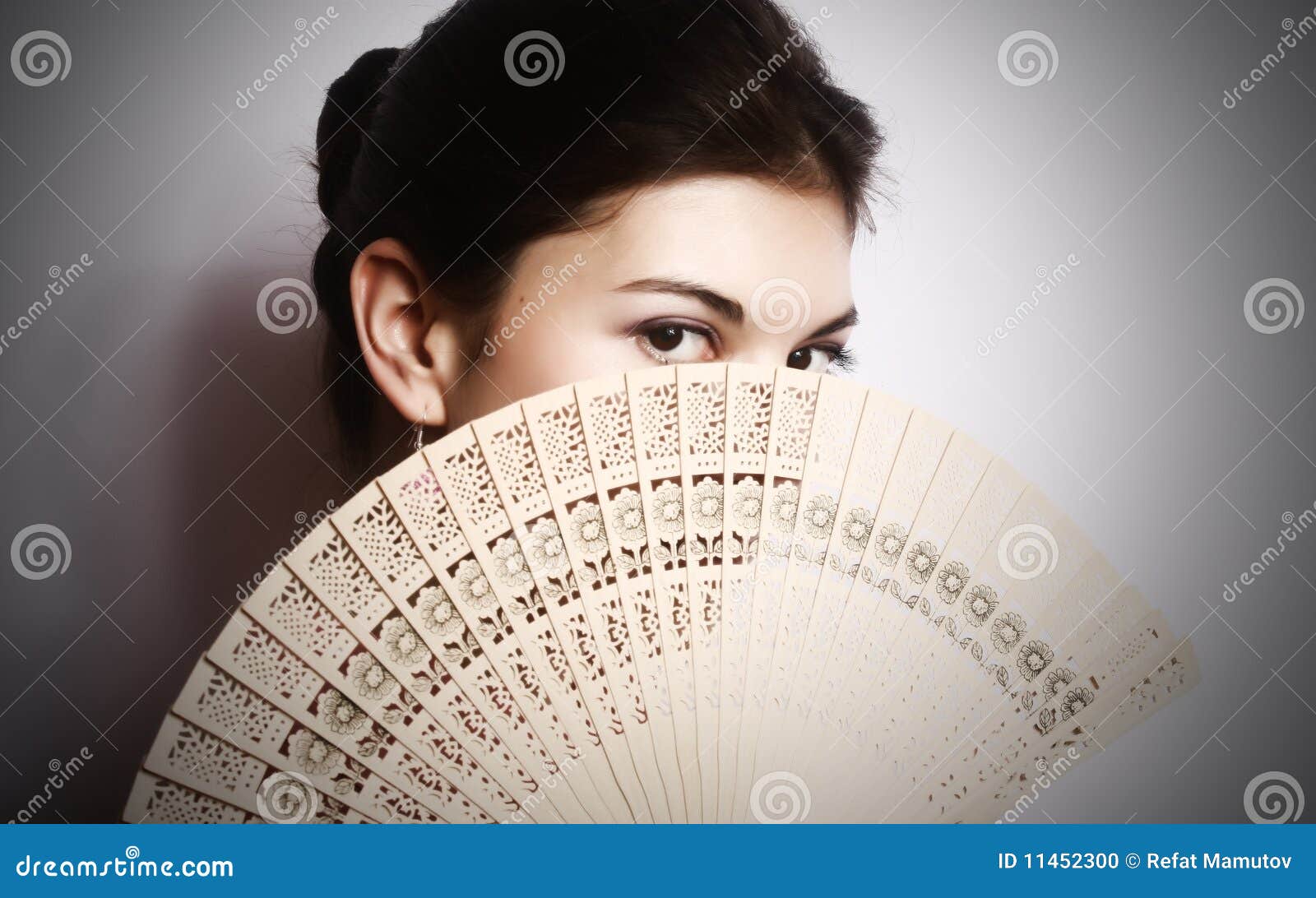 Portrait of the Girl with a Fan. Stock Photo - Image of ethnicity ...