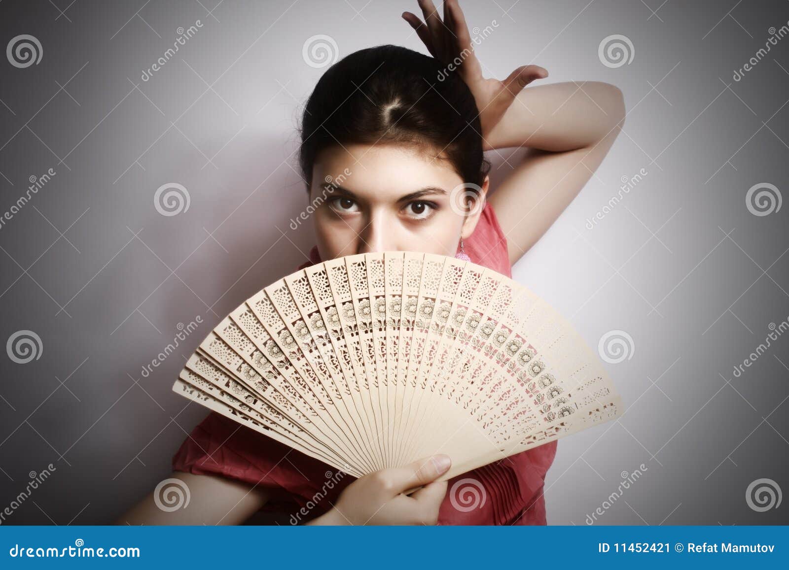 Portrait of the Girl with a Fan. Stock Image - Image of east, orientals ...
