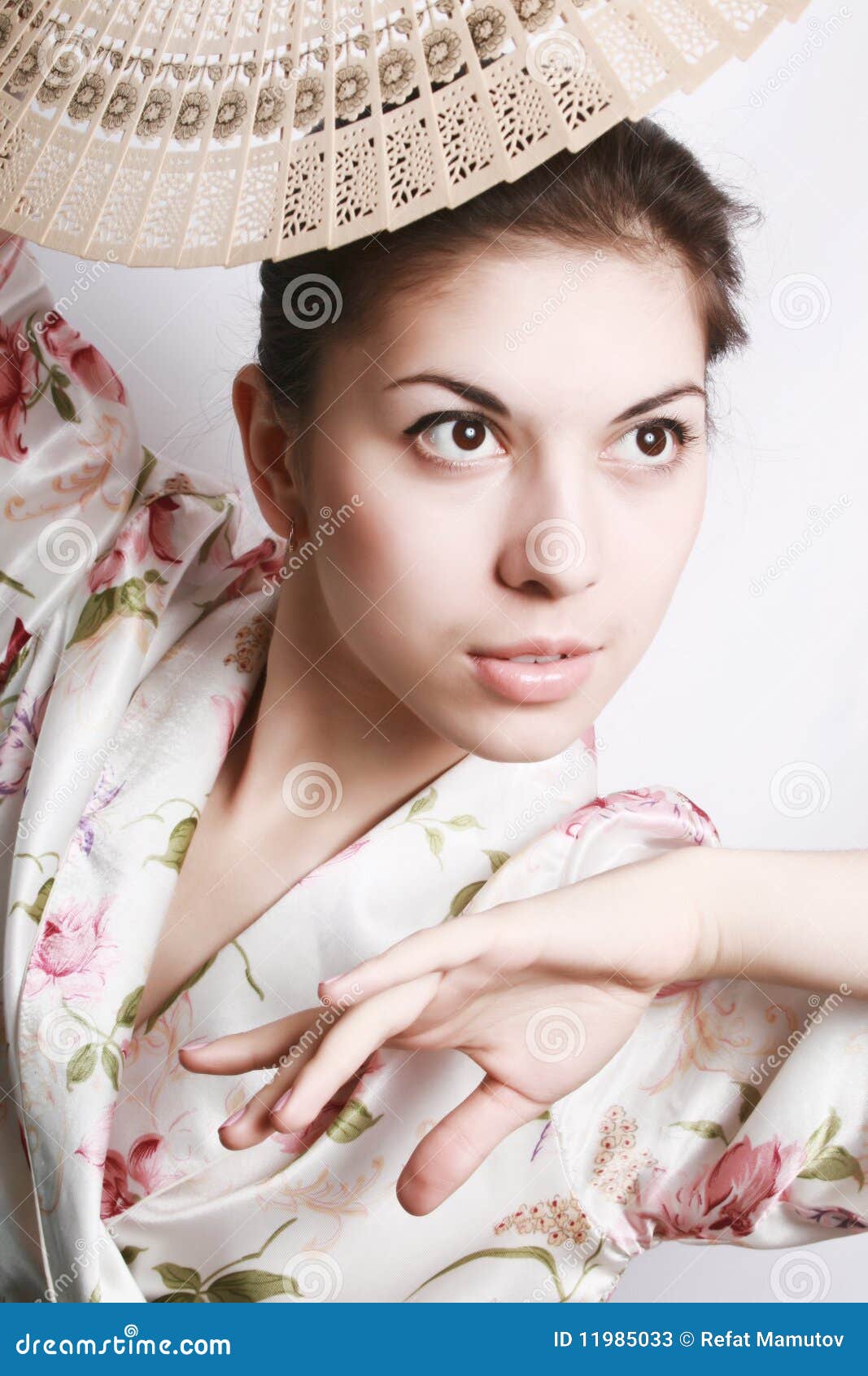 Portrait of the Girl with a Fan. Stock Image - Image of adult, person ...