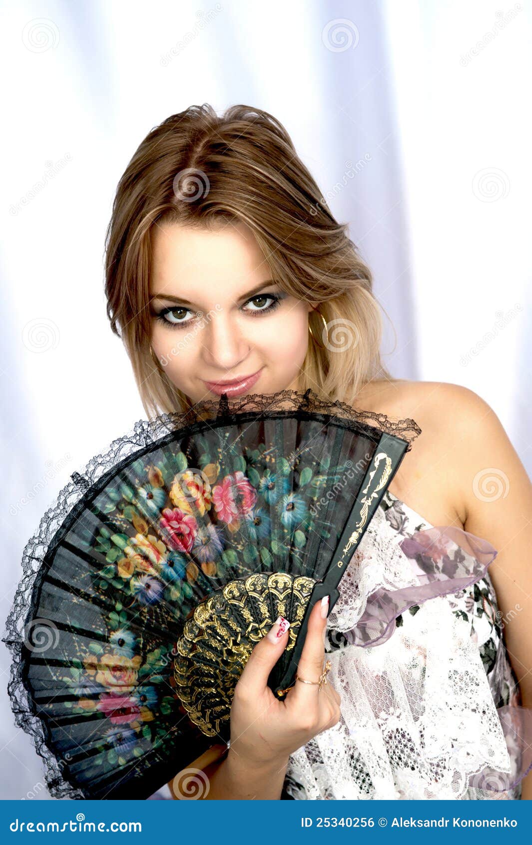 Portrait of Girl with a Fan Stock Photo - Image of look, beauty: 25340256