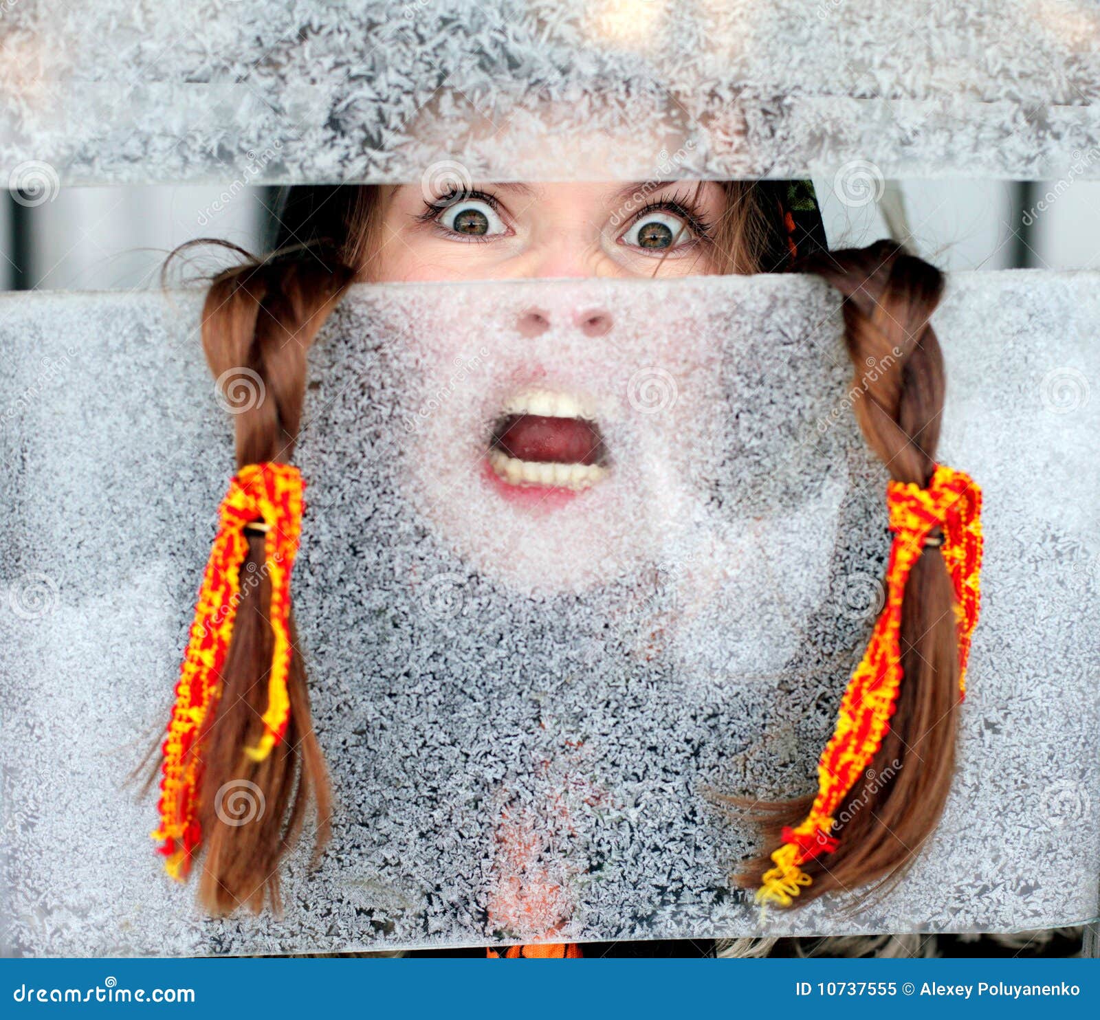 Portrait of a Girl for a Frosty Window Stock Image - Image of grieve ...