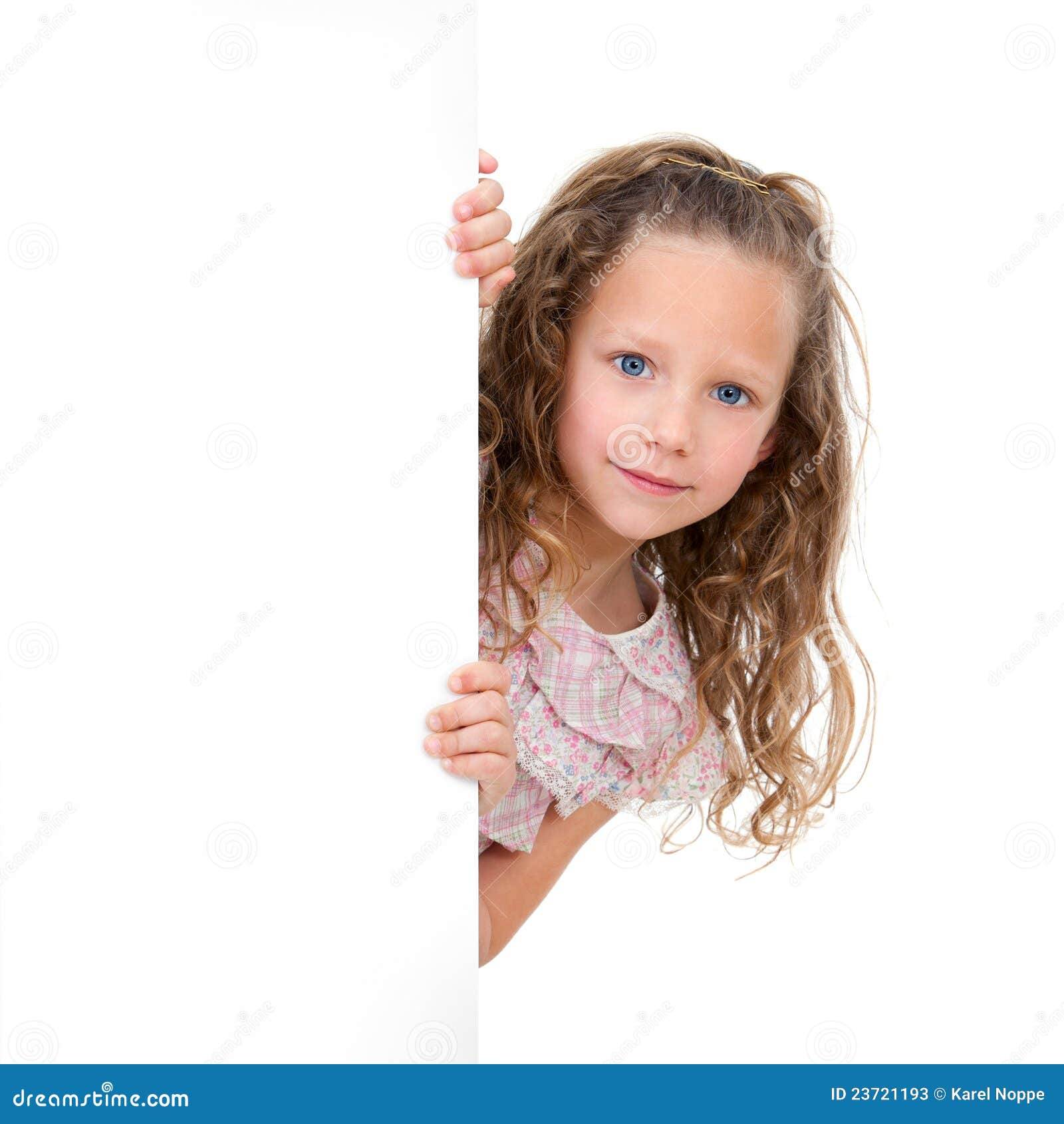 Portrait of Girl Holding Copy Space. Stock Image - Image of blank ...