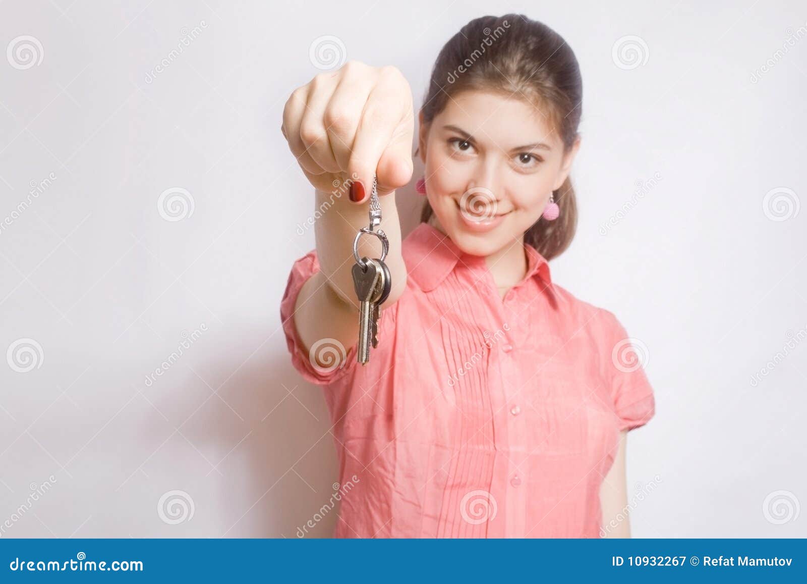 Portrait of the Girl with Keys in Hands. Stock Image - Image of agent ...