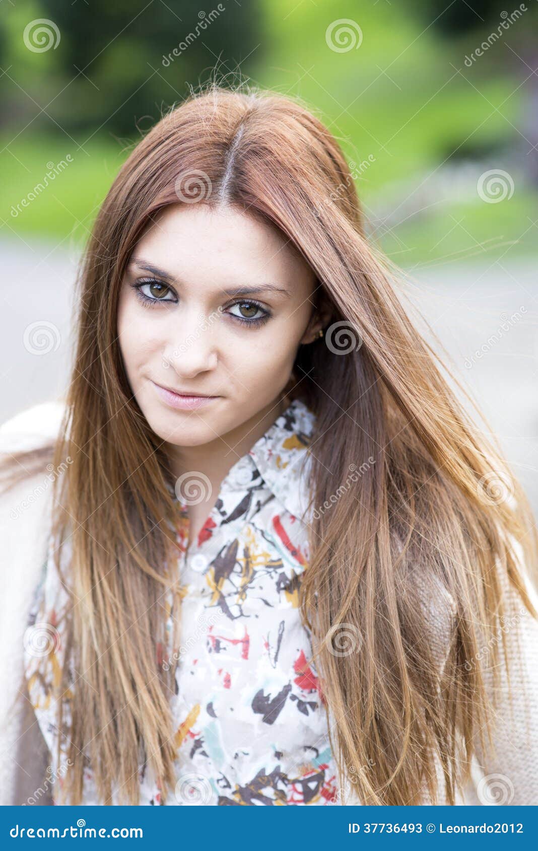 Portrait of Girl Looking at Camera, Outdoor. Stock Image - Image of ...