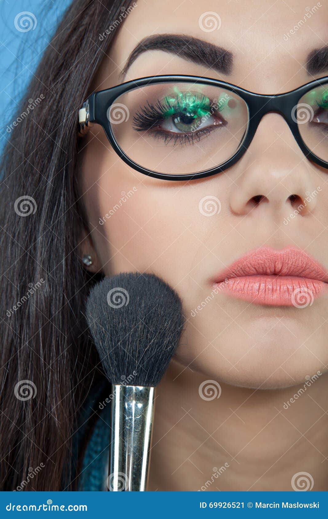 Portrait of a Girl Making a Make Up Stock Image - Image of glossy, base ...